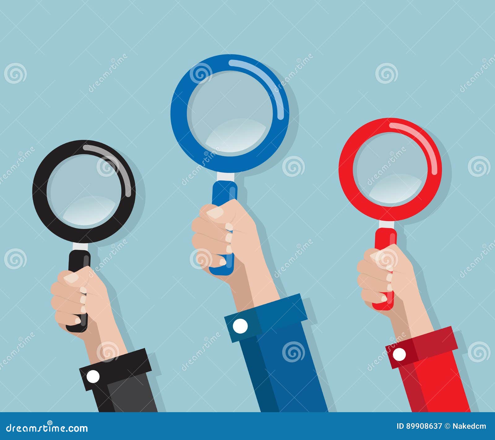 Hand with magnifying glass stock vector. Illustration of concept - 89908637