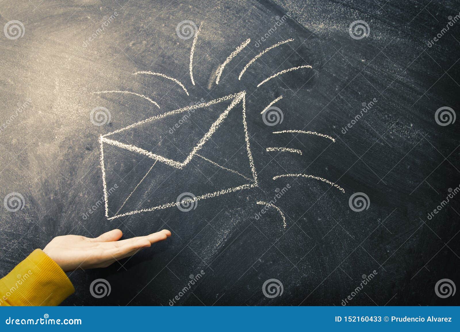 Hand with Mail Envelope Drawn Stock Image - Image of form, black: 152160433