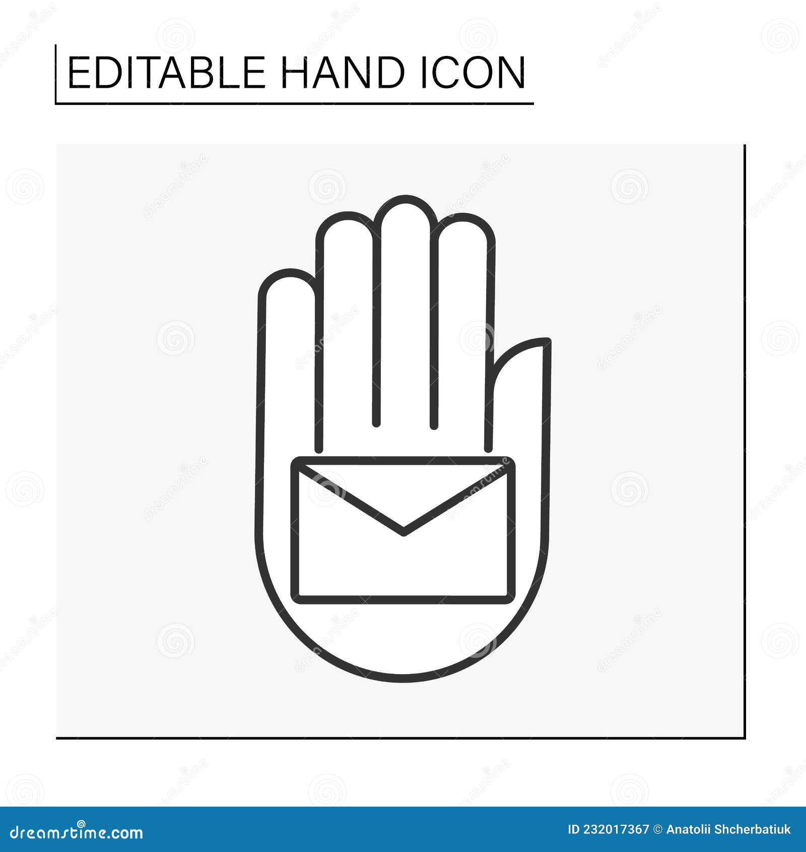Hand with mail line icon stock vector. Illustration of letter - 232017367