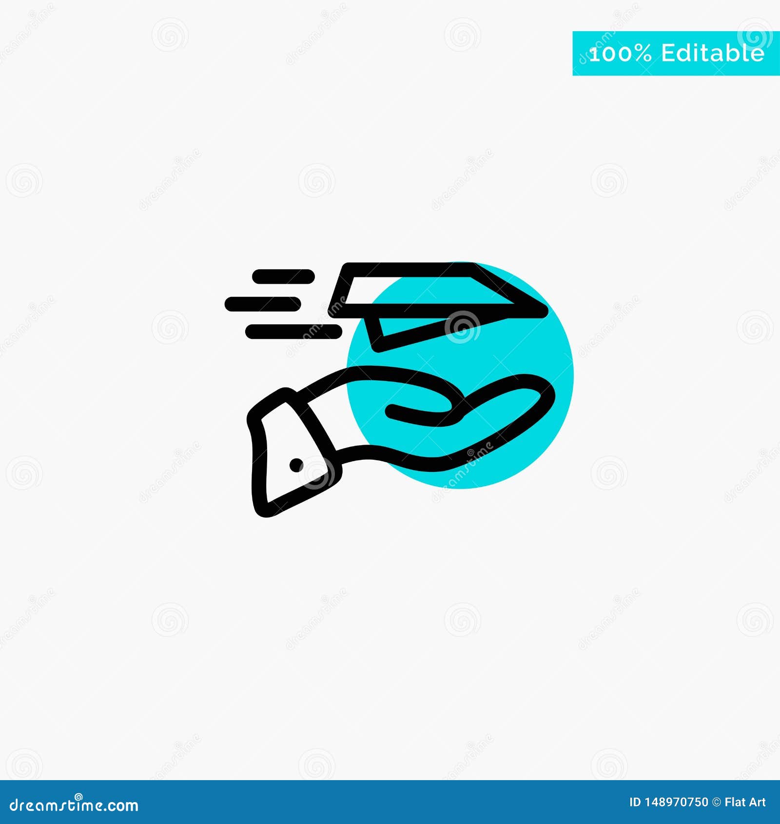 Hand, Mail, Paper Plane, Plane, Receive Turquoise Highlight Circle ...