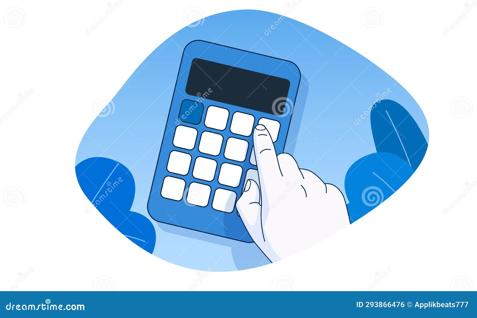 Hand Makes Calculations Using Calculator. Simple Outline Style Stock ...