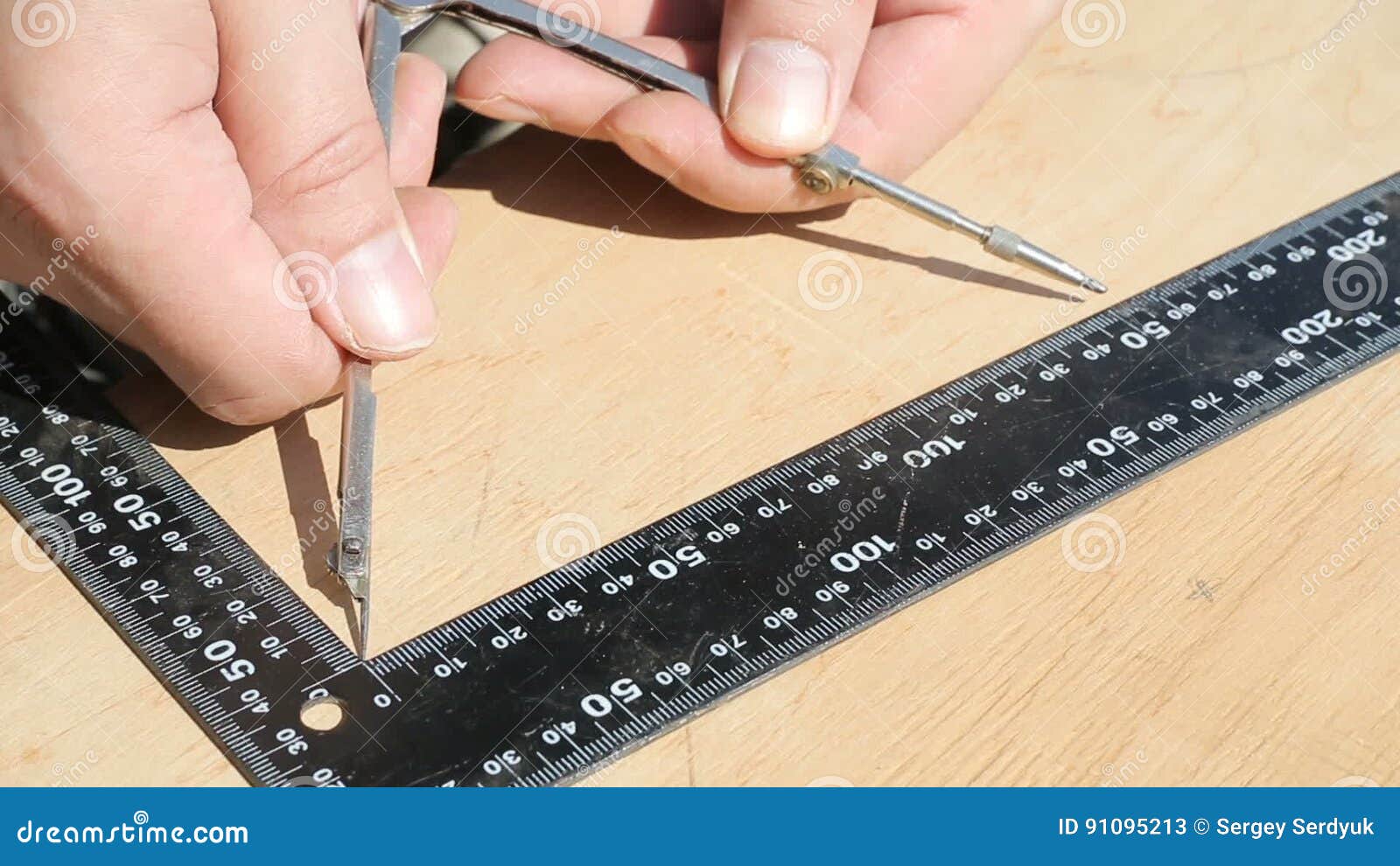 The Hand Makes a Measurement of the Compass with a Ruler Stock Video ...