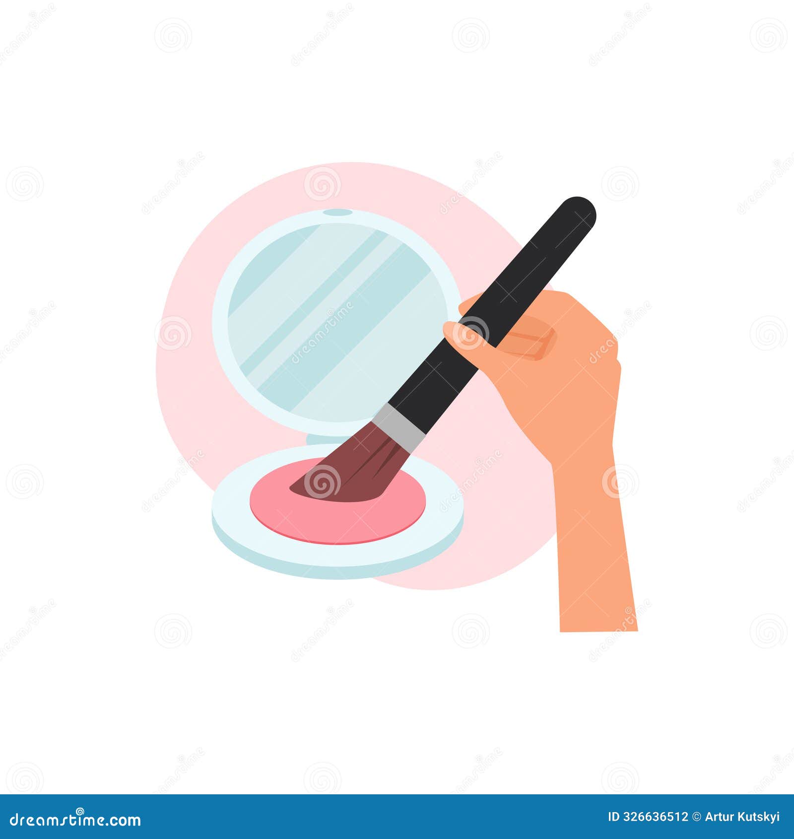 Hand with Makeup Brush Taking Compact Blush from Round Package Stock ...