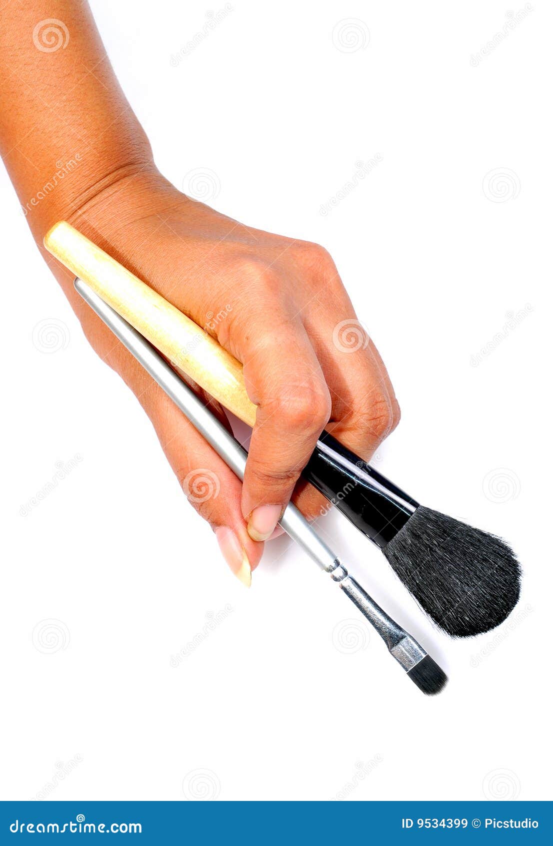 Hand with makeup brushes stock image. Image of copy, eyes - 9534399