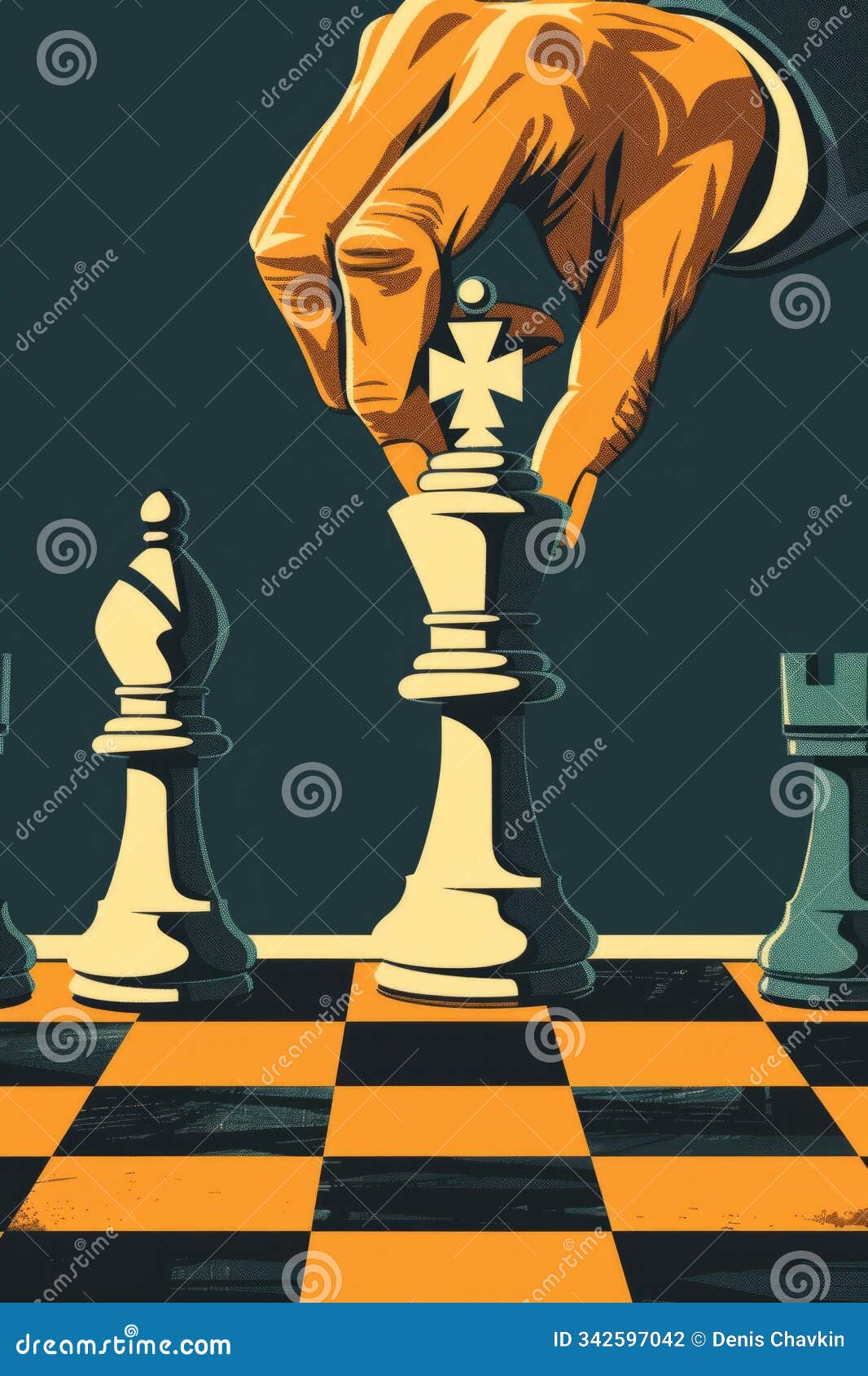 Hand Making a Chess Move, Poster Illustration Stock Photo - Image of ...