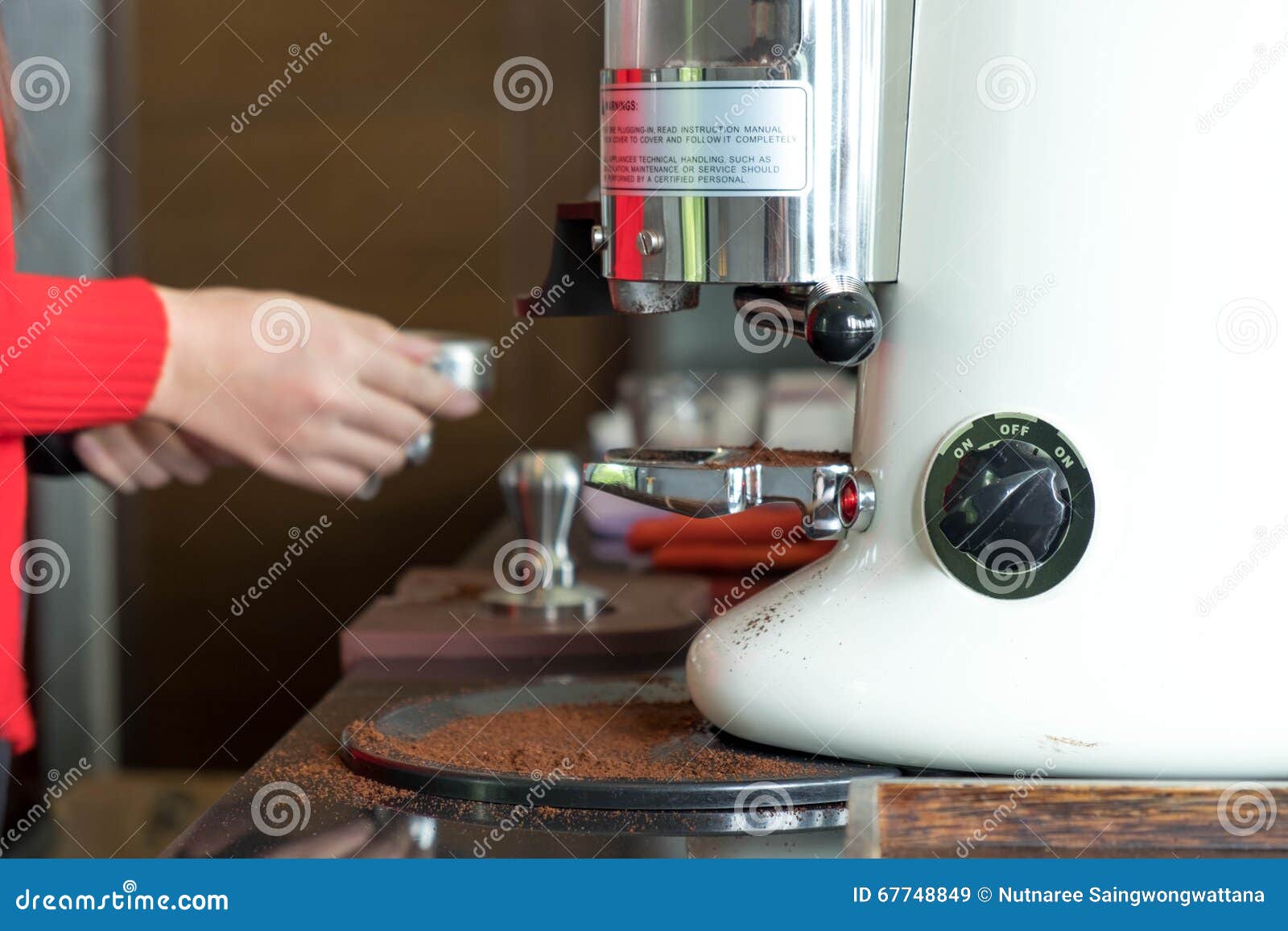 Hand Making Coffee with Coffee Machine Stock Image - Image of making ...