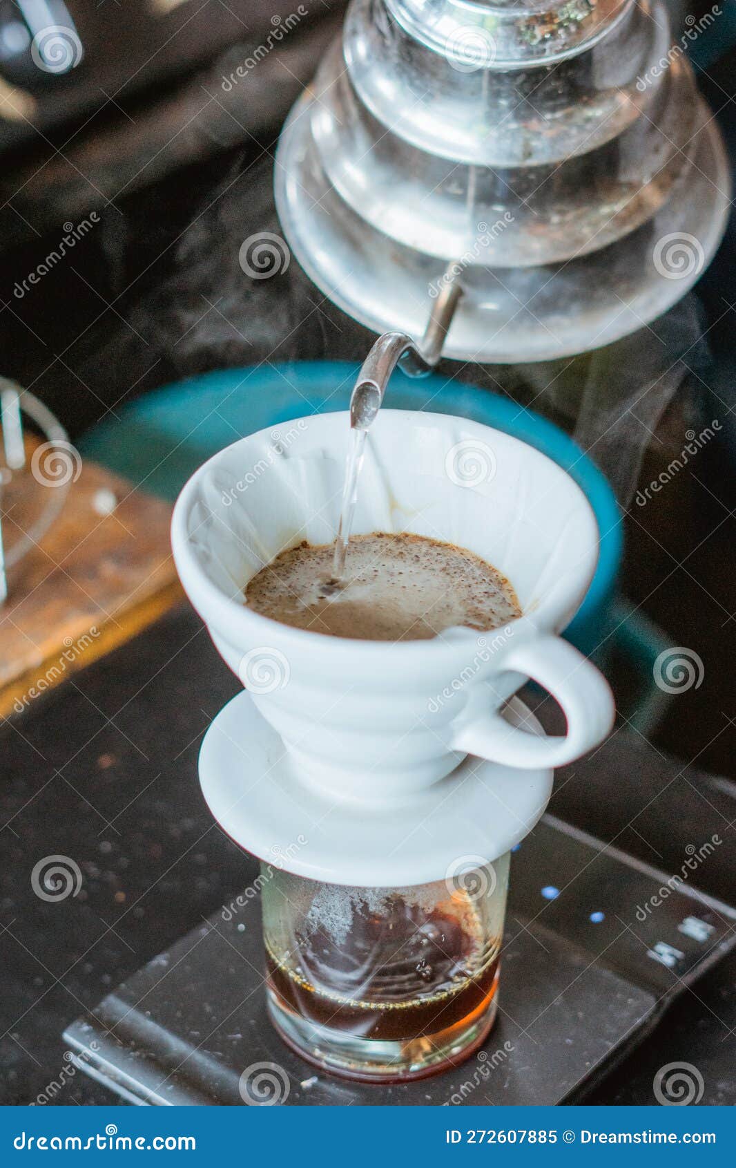 Hand Making a Coffee with Filter on the Glass Stock Image - Image of ...