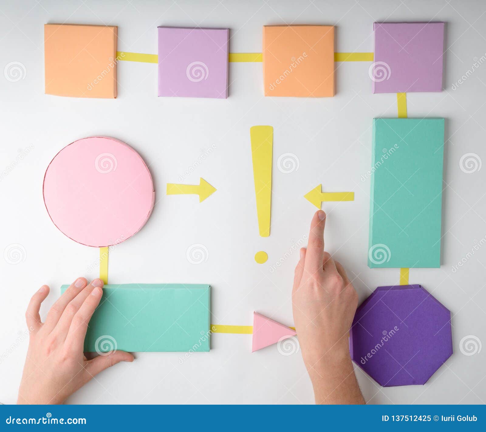 Hand Making a Paper Flowchart Stock Image - Image of instruction, graph ...