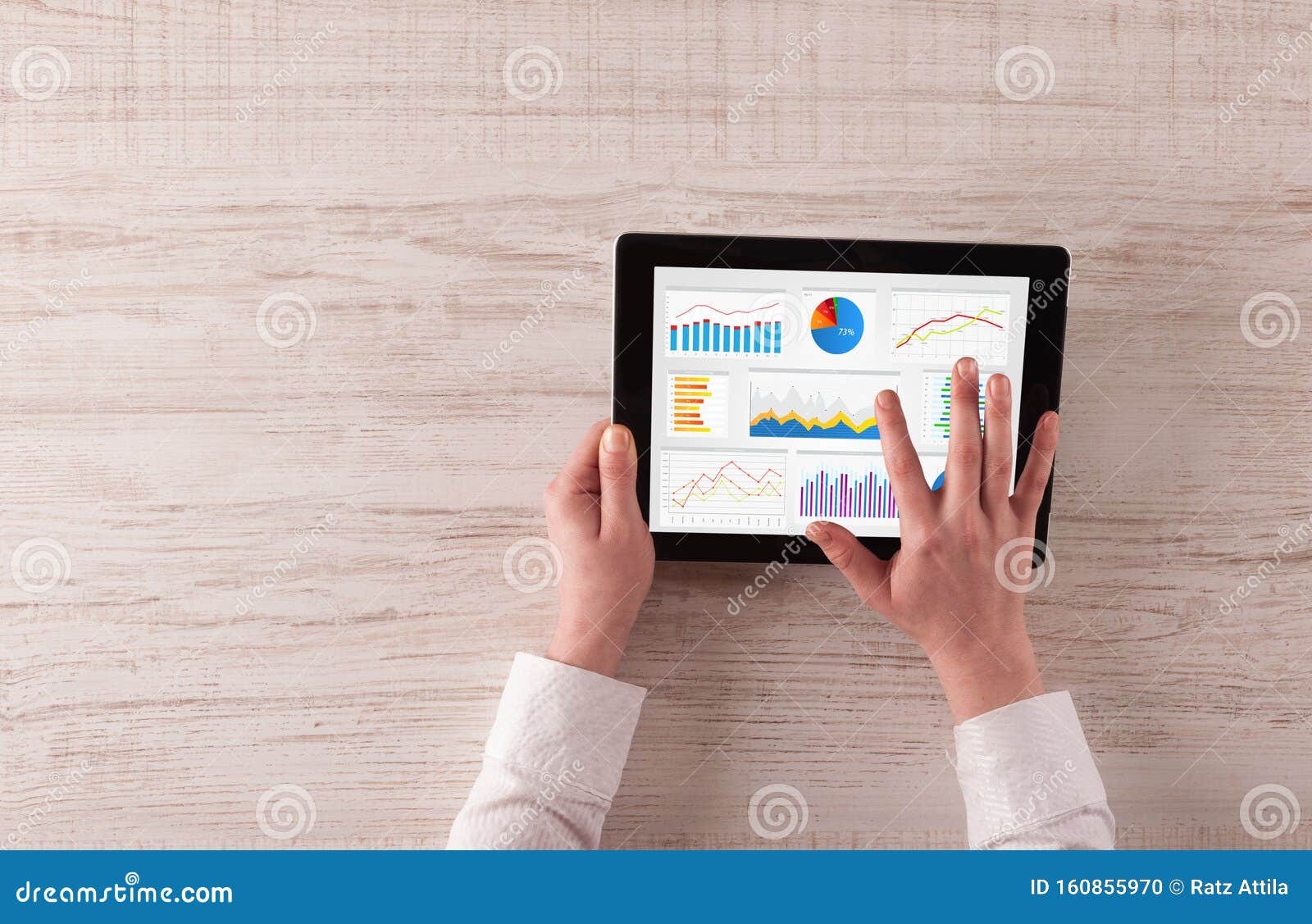 Hand Making Reports on Tablet Stock Photo - Image of modern, colorful ...