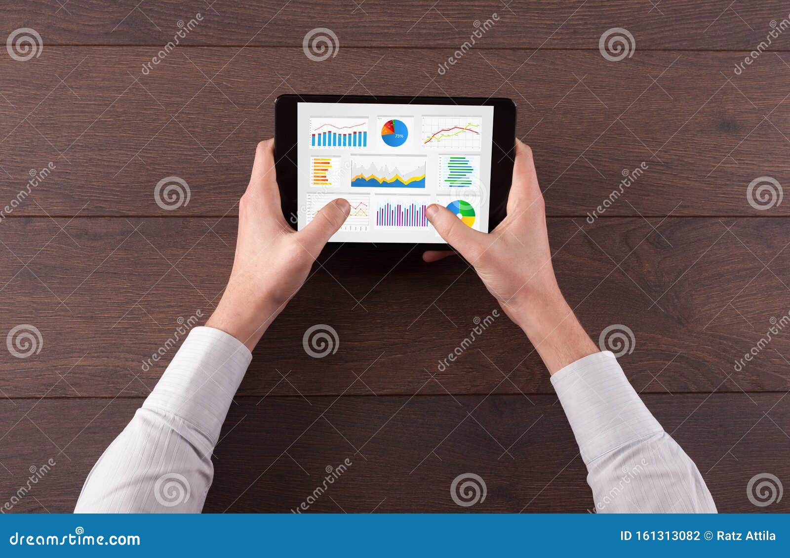 Hand Making Reports on Tablet Stock Photo - Image of chart, finger ...