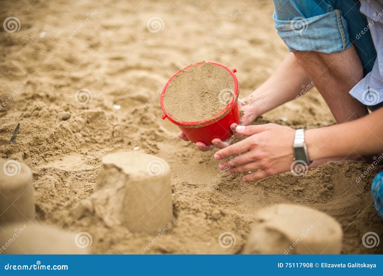 Hand Making a Sand Mold Using Molds Stock Photo - Image of happy, play ...