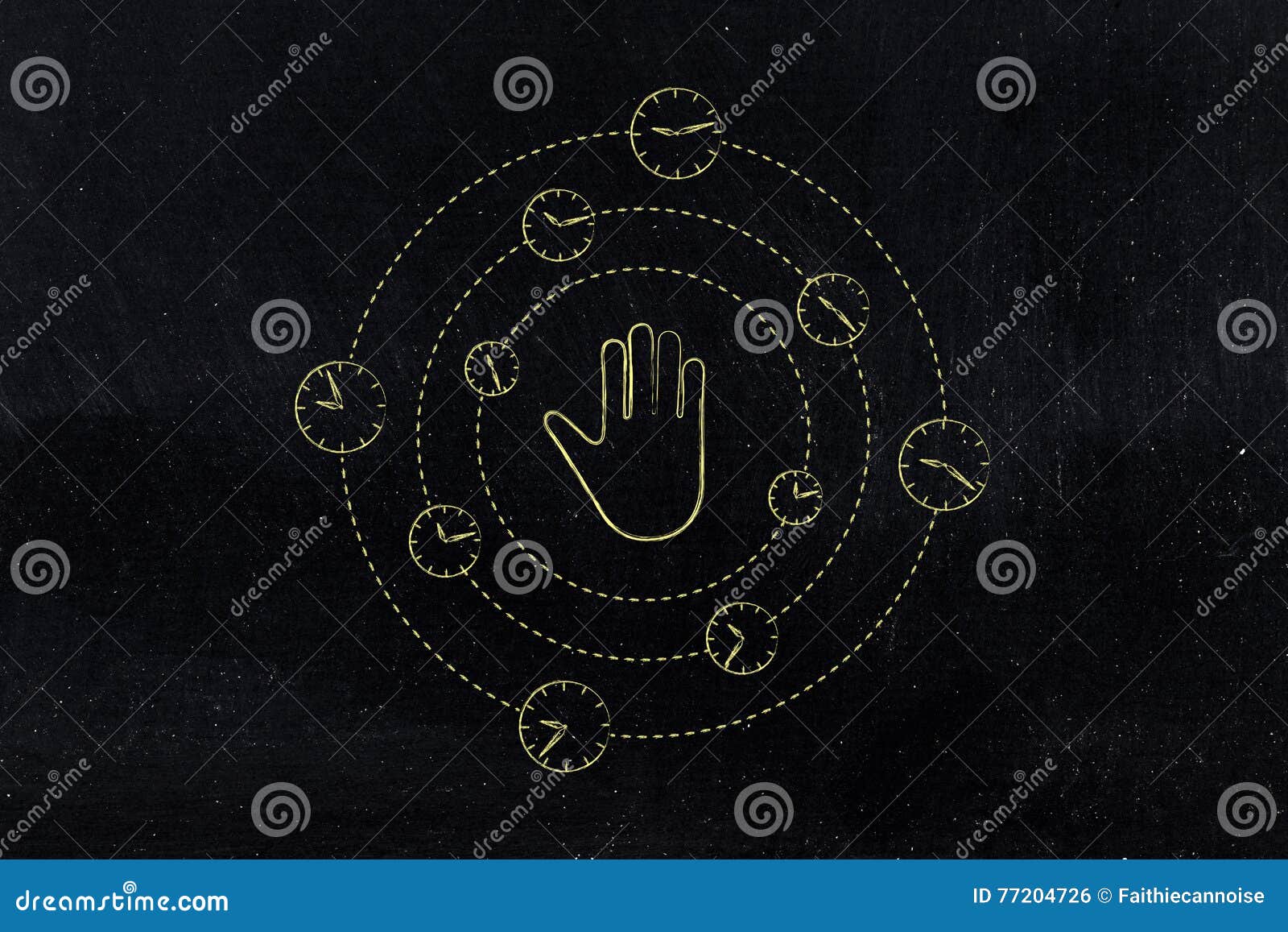 Hand Making a Stop Gesture Surrounded by Spinning Clock Stock Photo ...