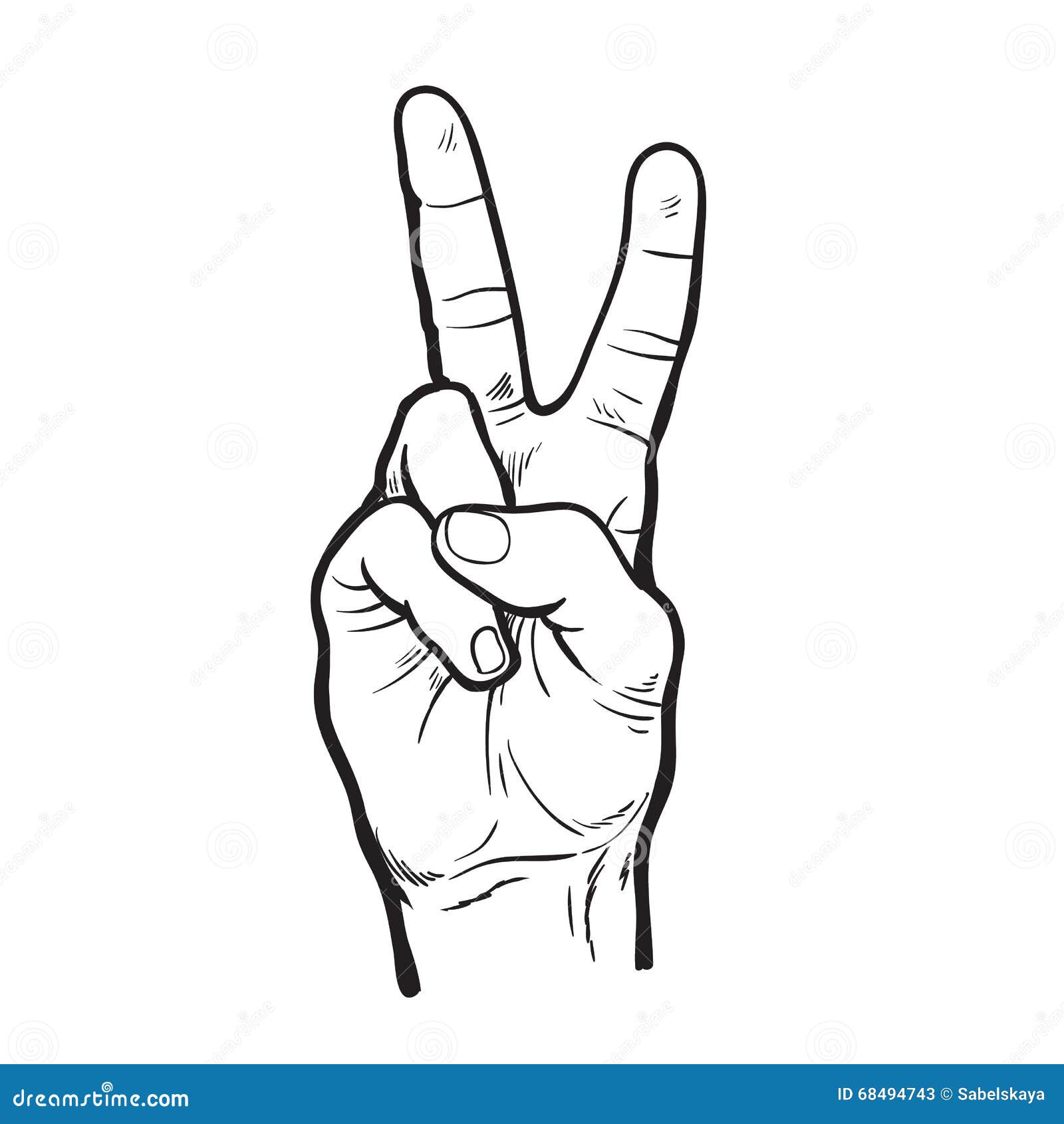 Hand Making The Symbol Of Victory Stock Vector Illustration Of