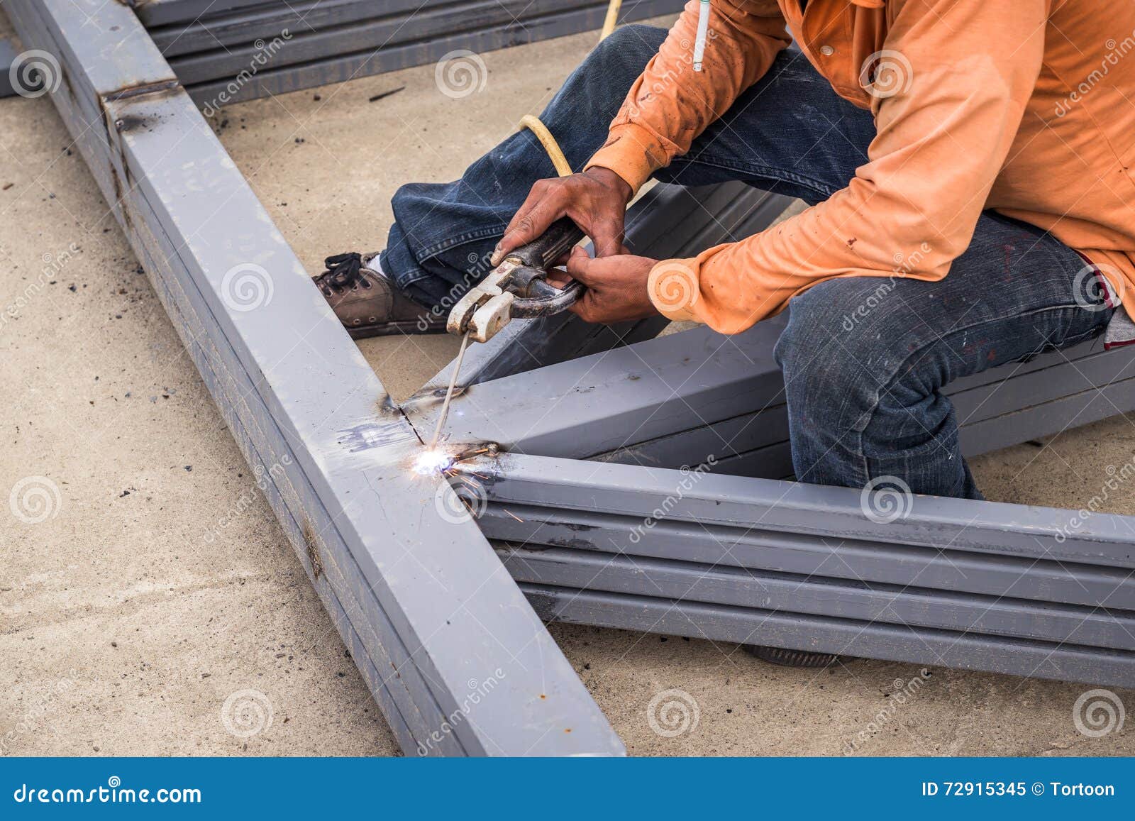 Hand Man Arc Welding or Stick Welding Iron Stock Image - Image of smoke ...