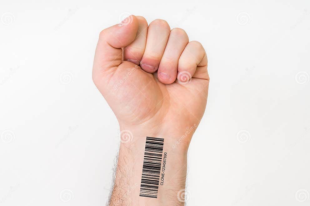 Hand of Man with Barcode - Genetic Clone Concept Stock Image - Image of ...