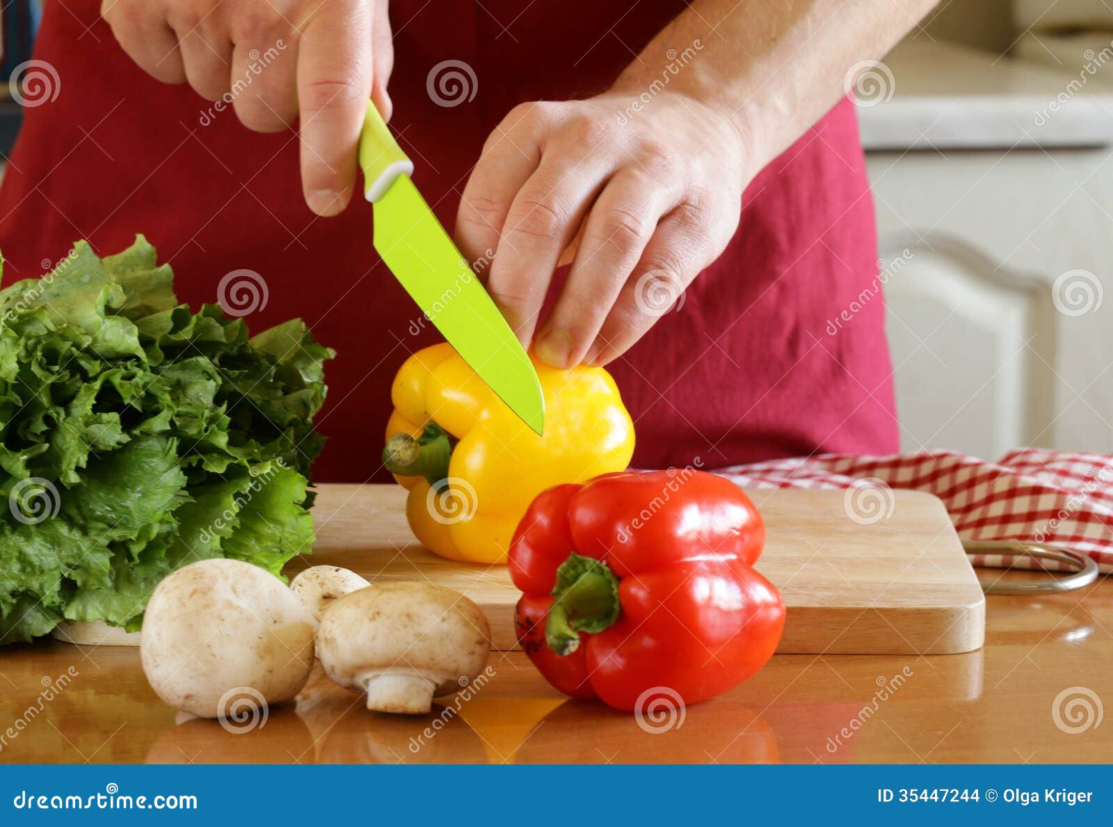 Hand Man Chef Cooking Vegetable Salad Stock Photo - Image of white ...