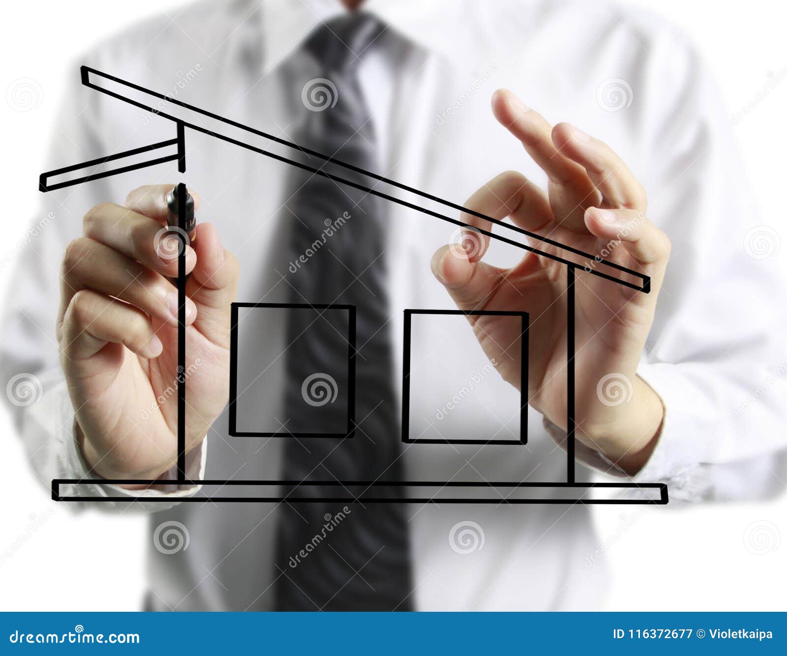 Hand drawing house stock image. Image of property, idea - 116372677