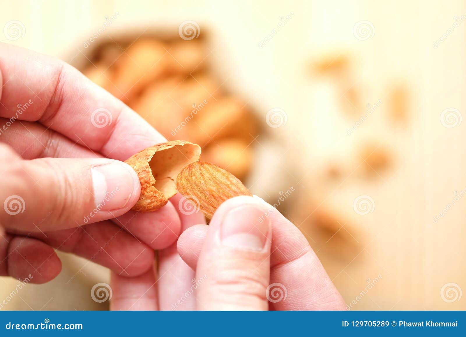 Hand of a Man Holding an Almond Stock Image - Image of delicious, hand ...