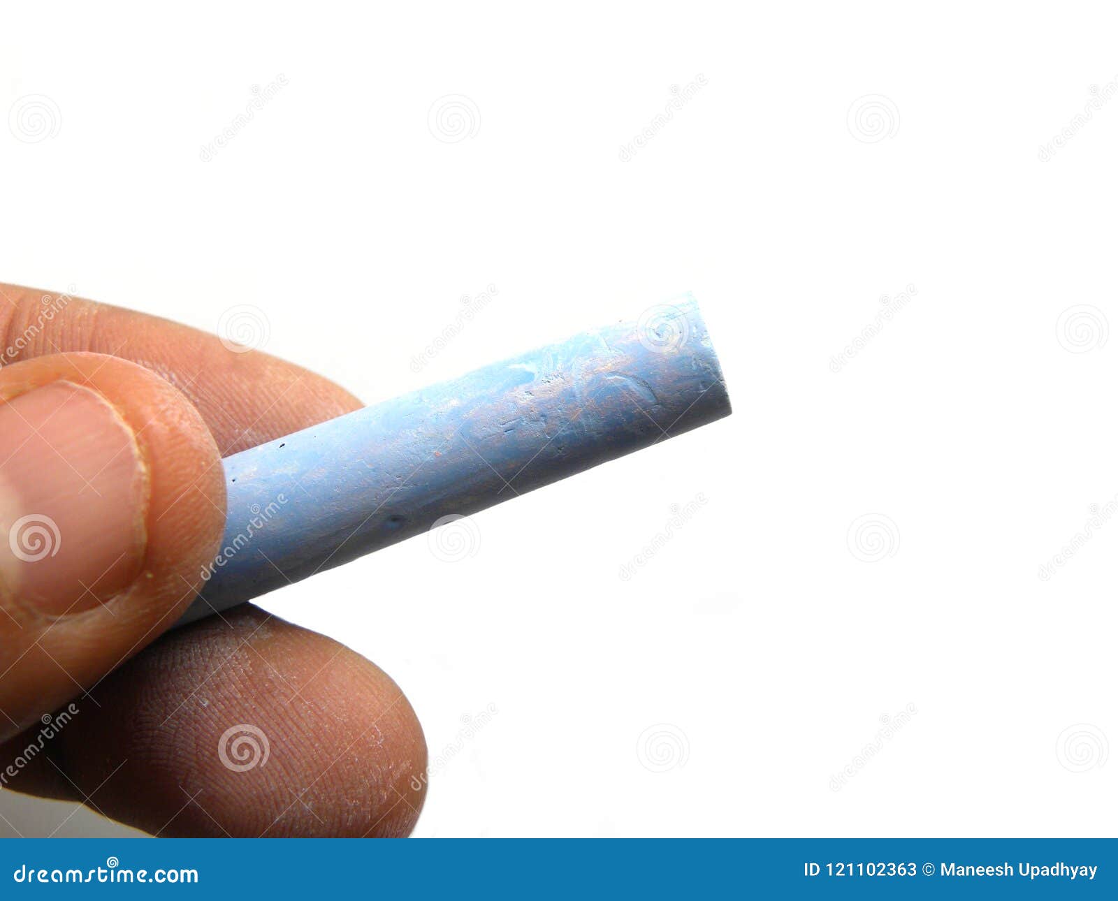 Hand of Man Holding Blue Chalk Stick Stock Image - Image of chalk ...