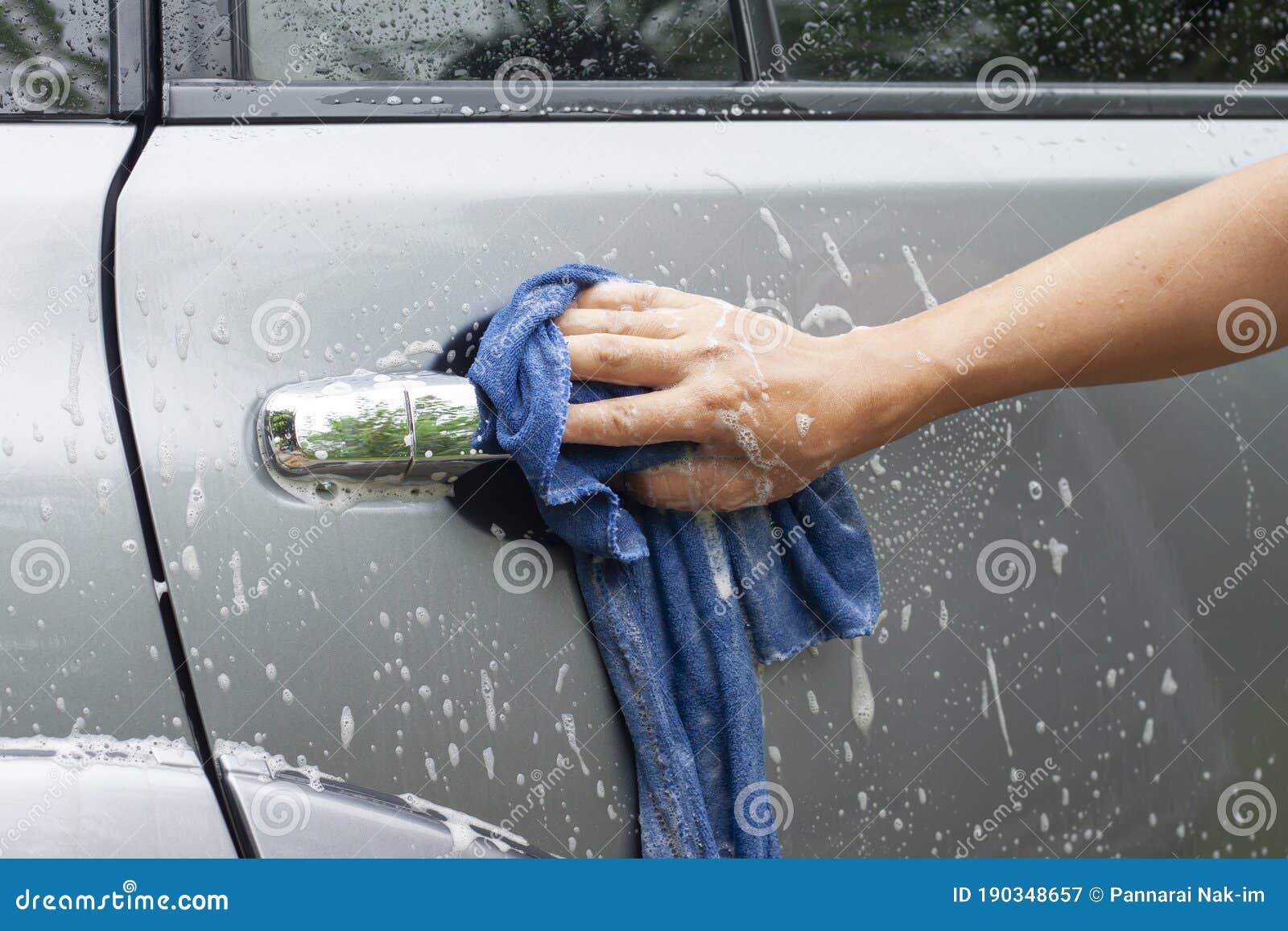 Hand of a Man Washing the Car. Stock Image - Image of care, automobile ...