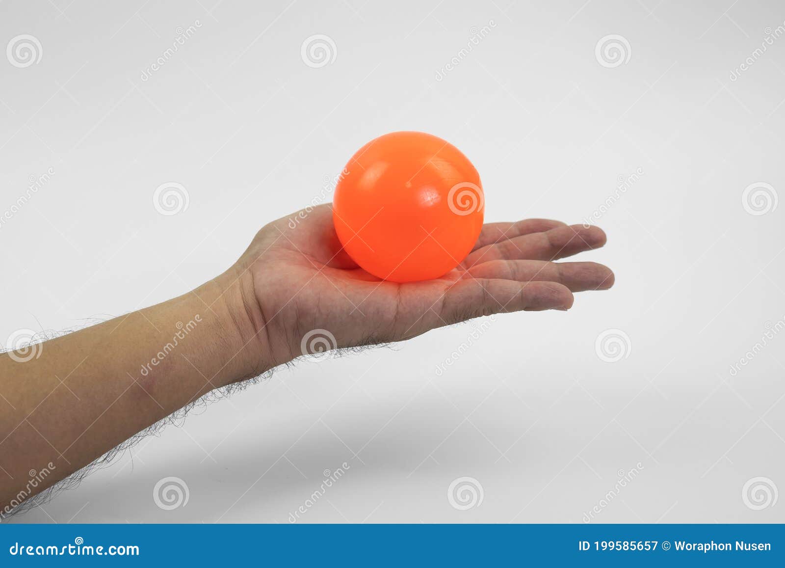 Hand Man Holding Color Ball on White Background Stock Image - Image of ...