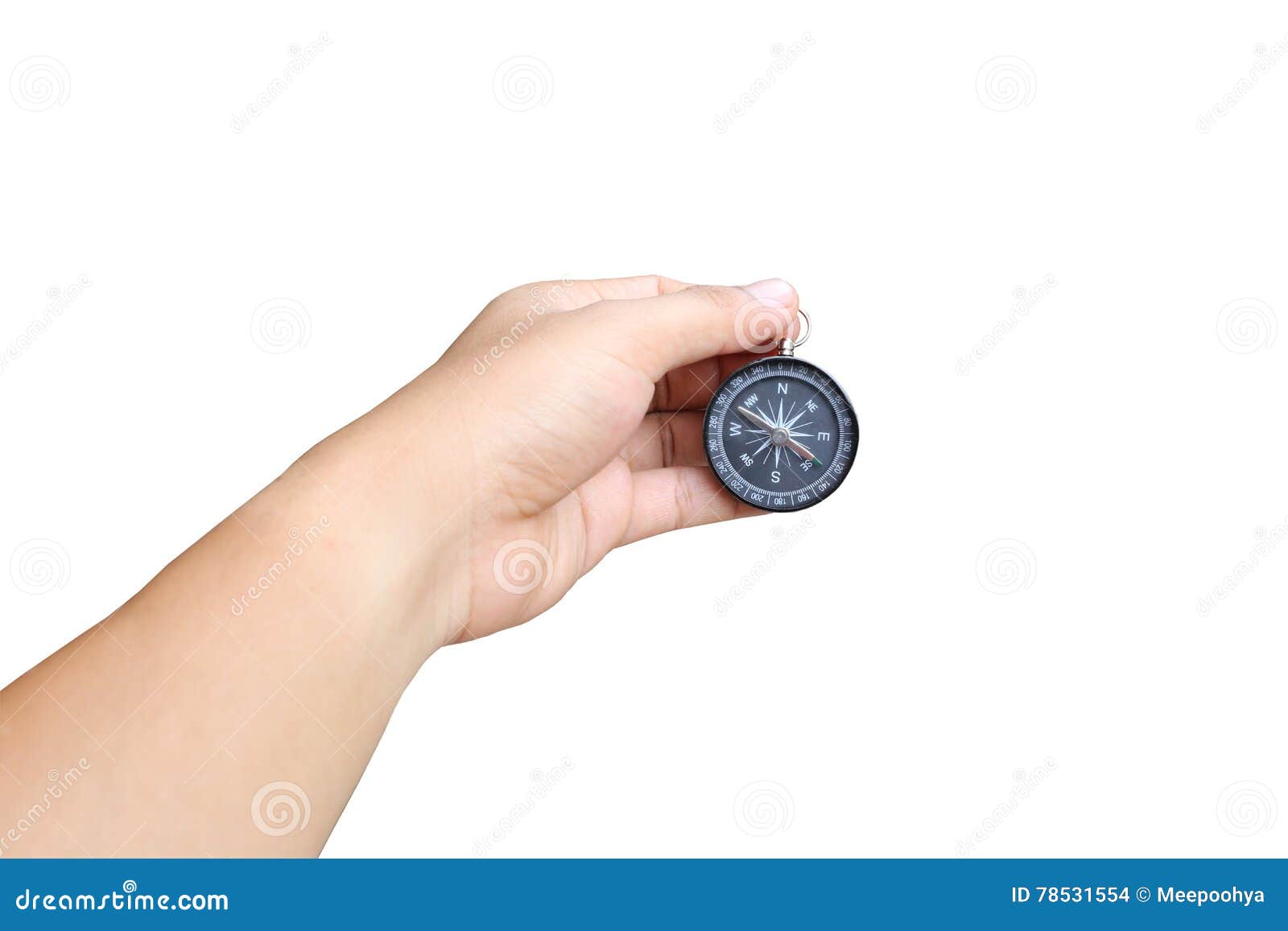 Hand of a Man Holding a Compass on White Background. Stock Photo ...