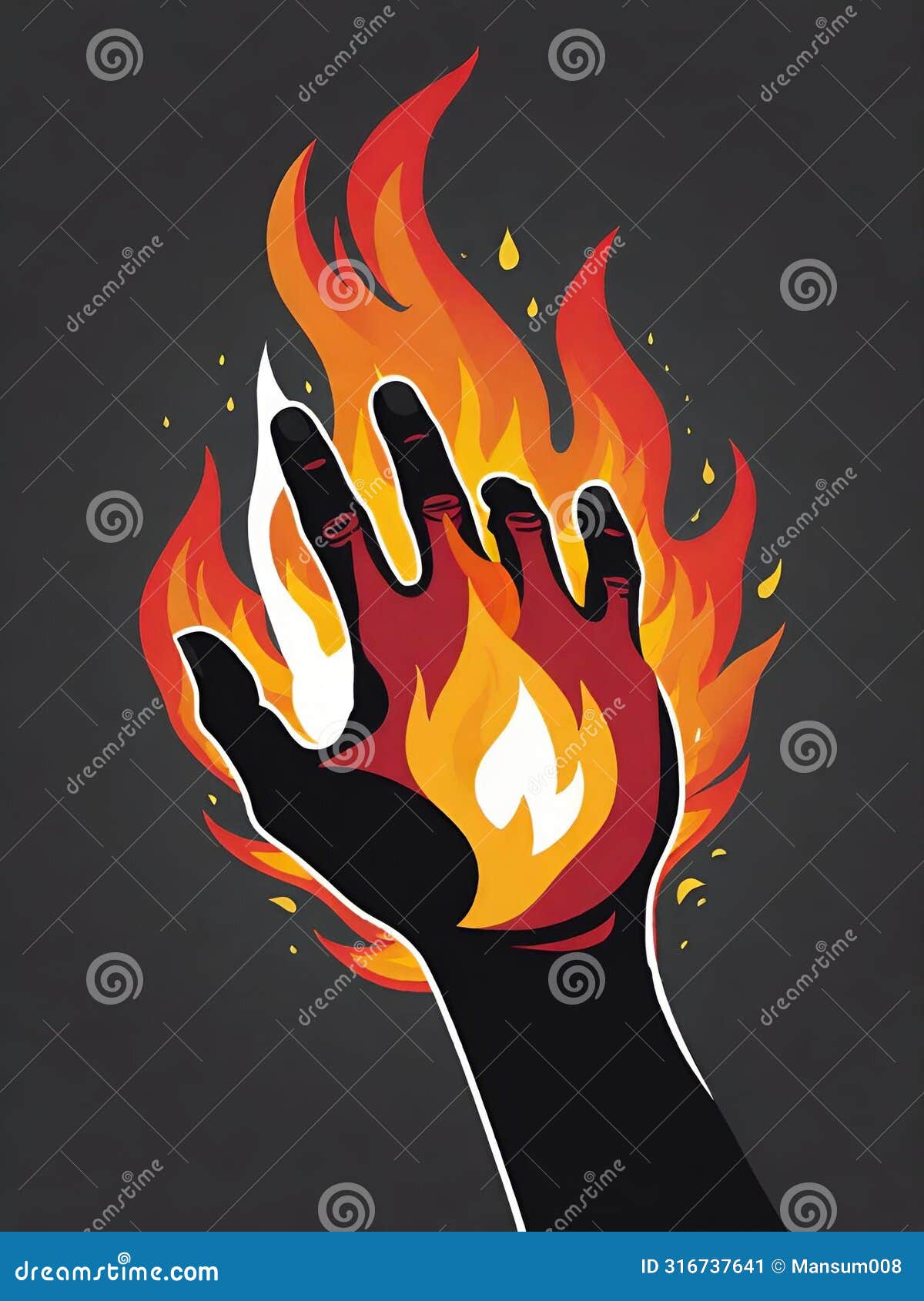 Hand of man holding fire stock illustration. Illustration of female ...