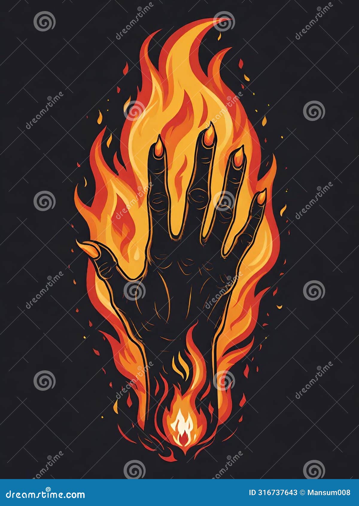Hand of man holding fire stock illustration. Illustration of abstract ...