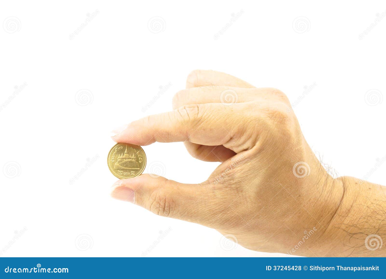 Hand of Man Holding Gold Coin Stock Photo - Image of currency ...