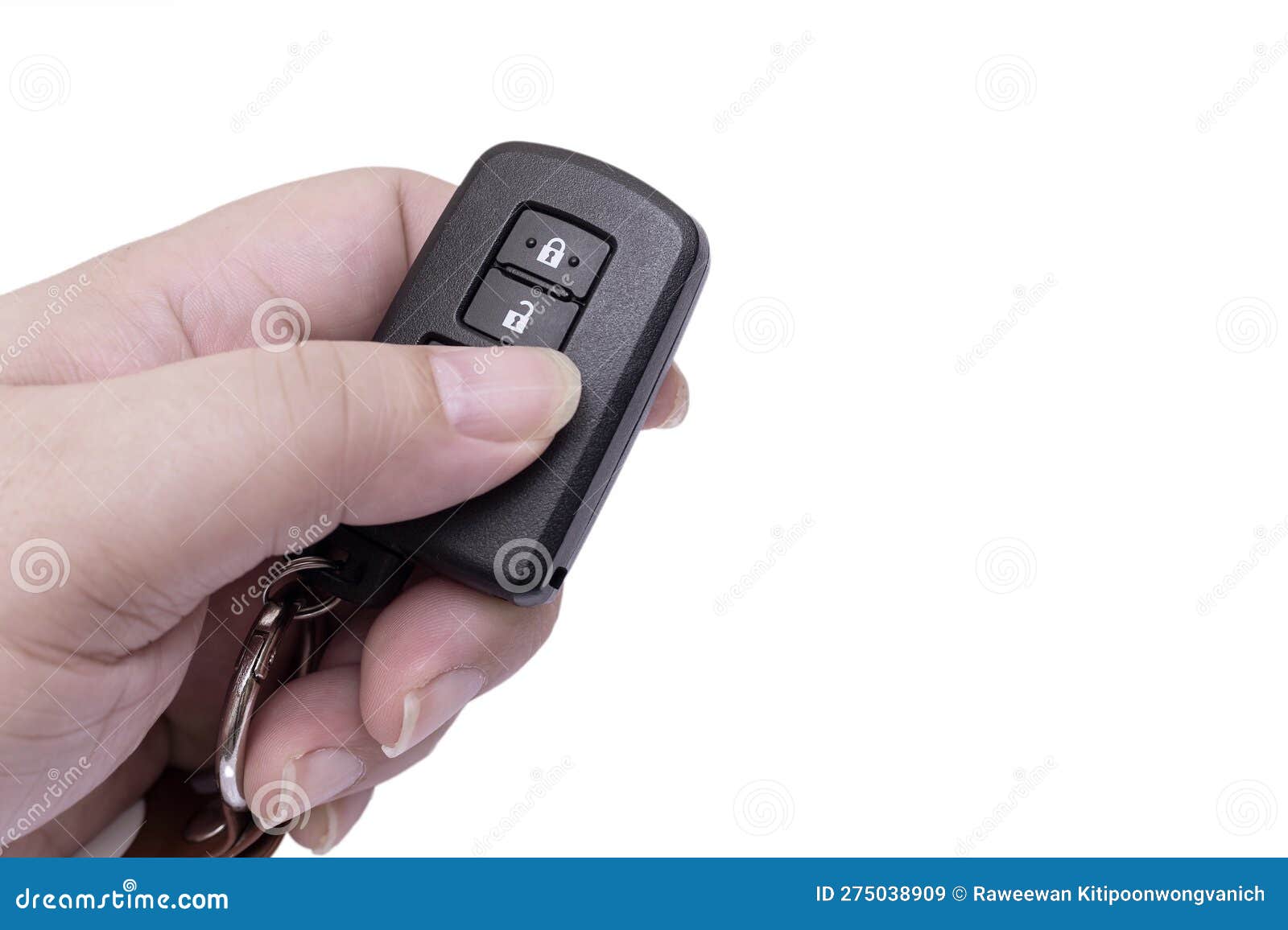 Hand of Man Holding and Pushing Black Remote Control of Car Isolated on ...
