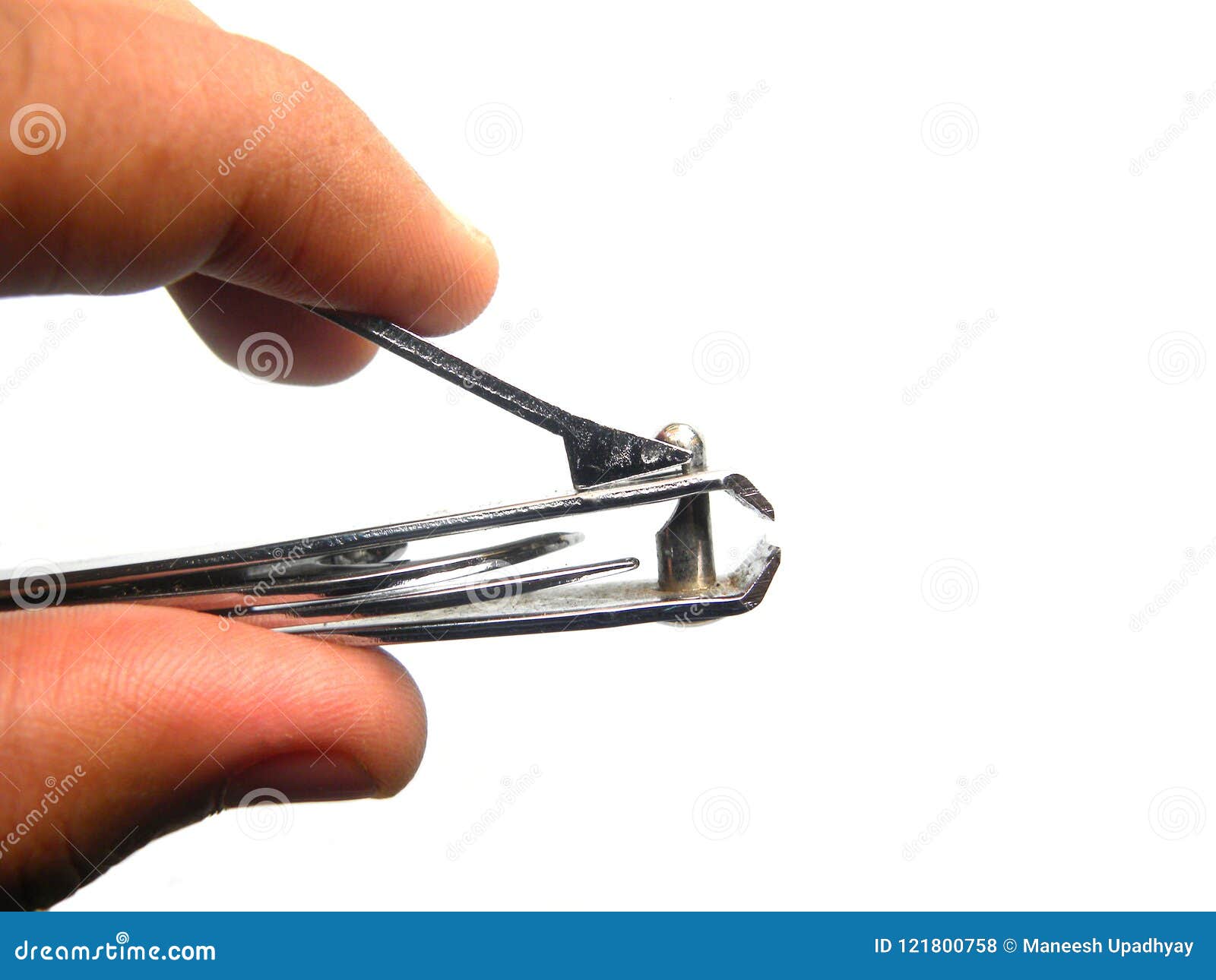 Hand Holding Steel Nail Clipper Stock Photo - Image of fingernails ...