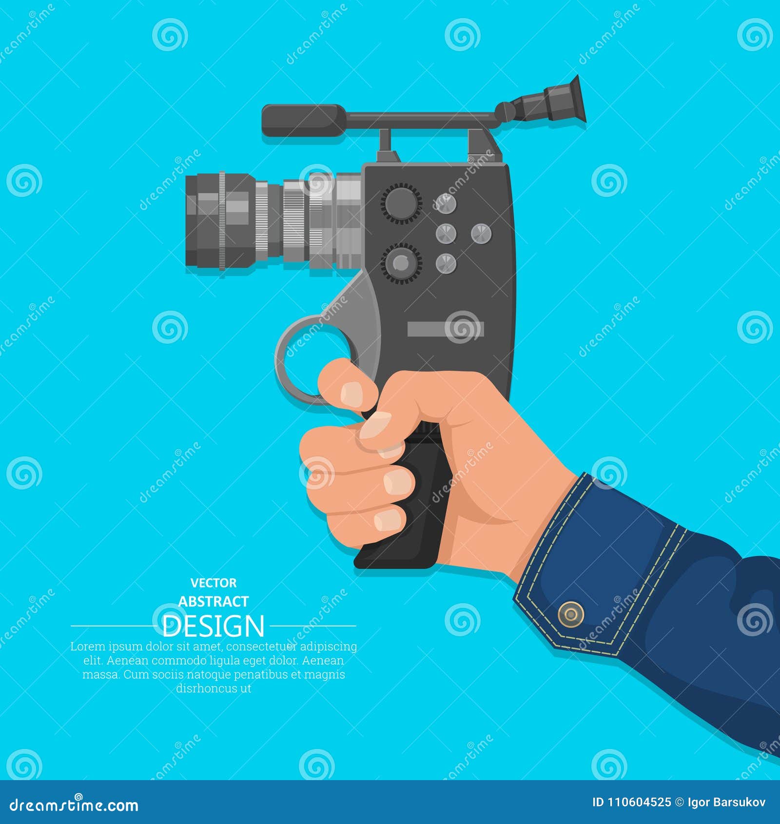 The hand of the man holds stock vector. Illustration of camera - 110604525