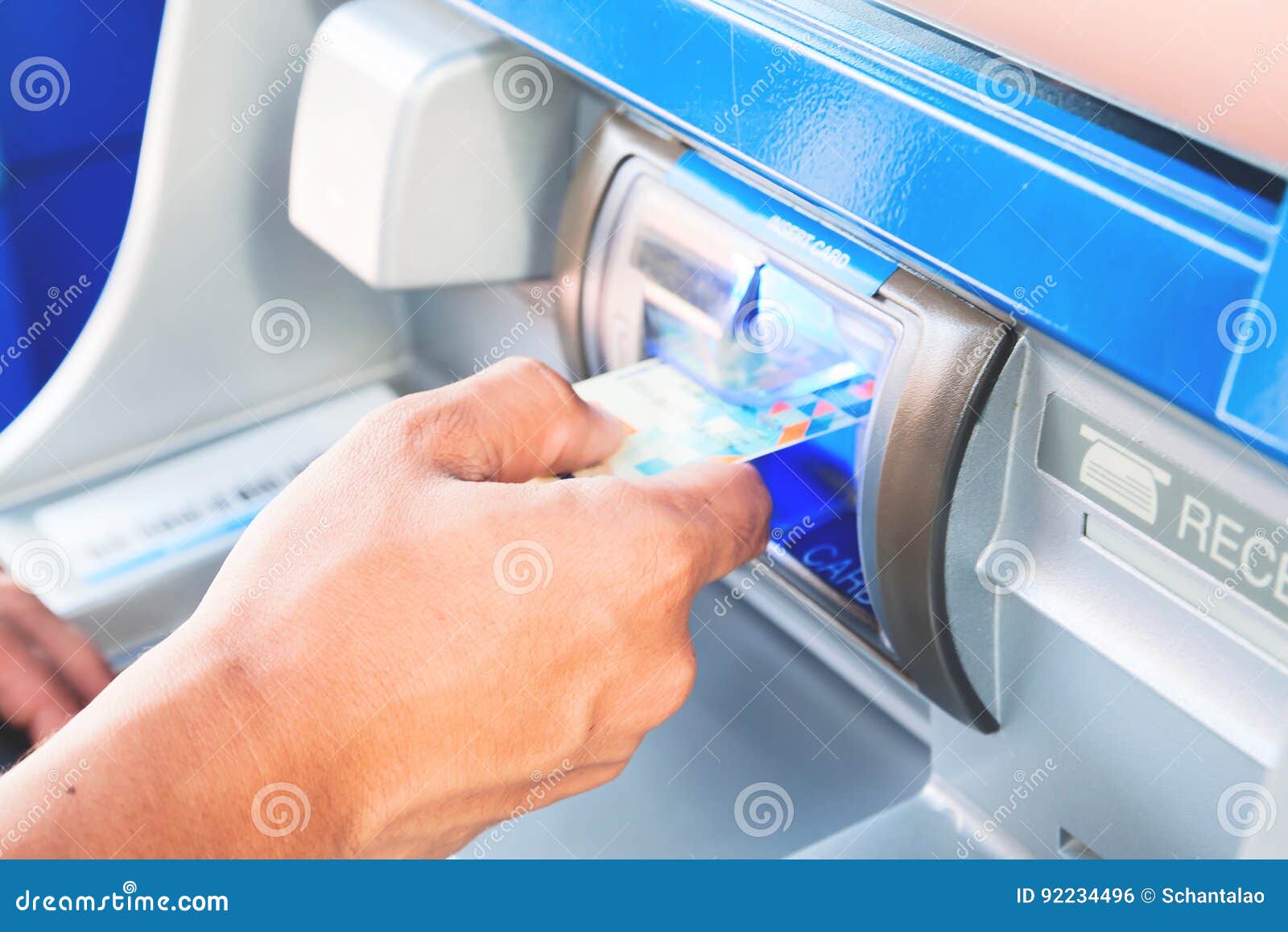Hand of Man Insert Card To Atm Machine Stock Photo - Image of money ...