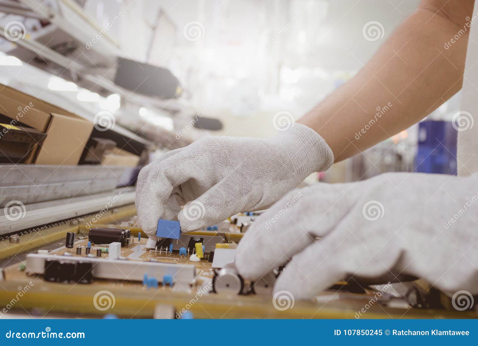 Hand of Man Insert Semiconductor Part on PCB Board. Stock Image - Image ...