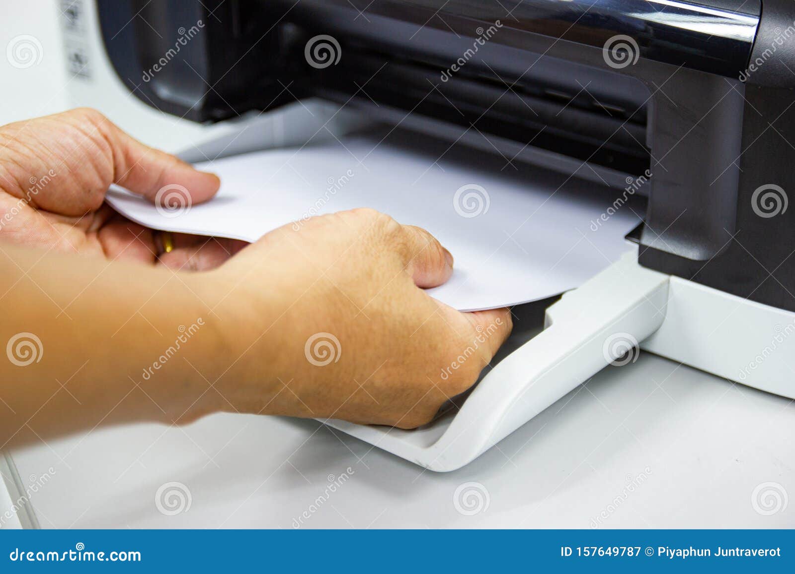 Hand Man Lay Down the Paper from Printer in the Office Stock Image ...