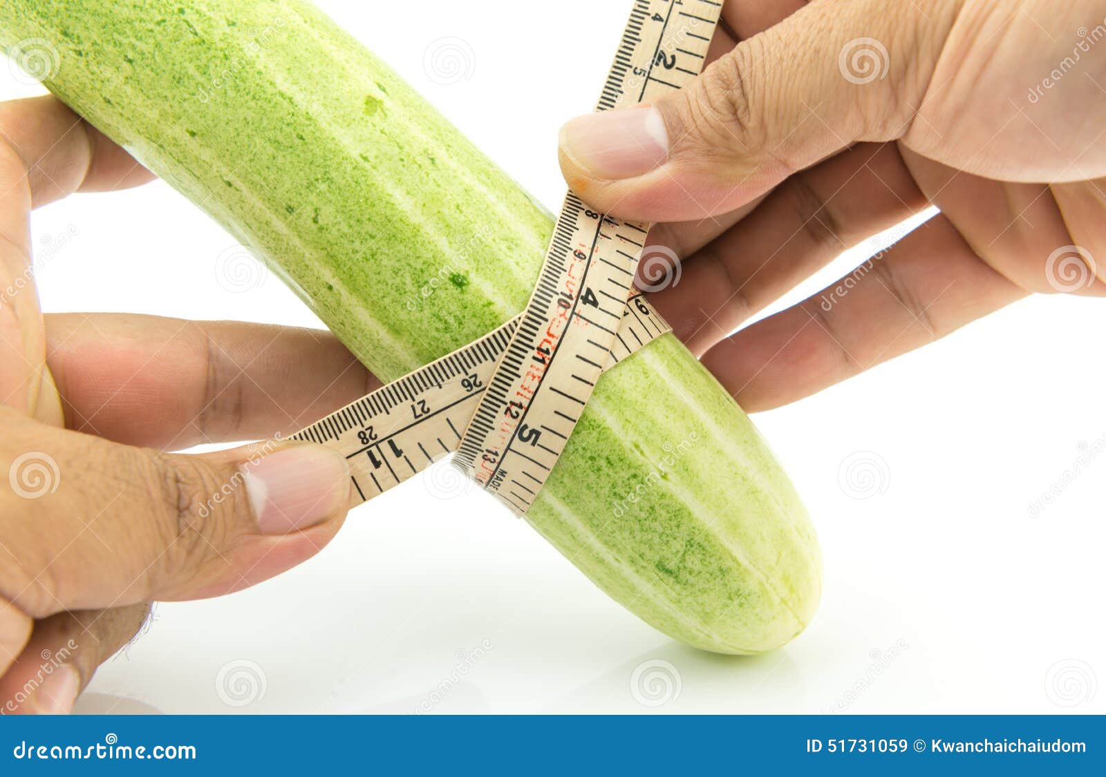 Hand Man Measuring Size of Long Cucumber Stock Image - Image of funny ...
