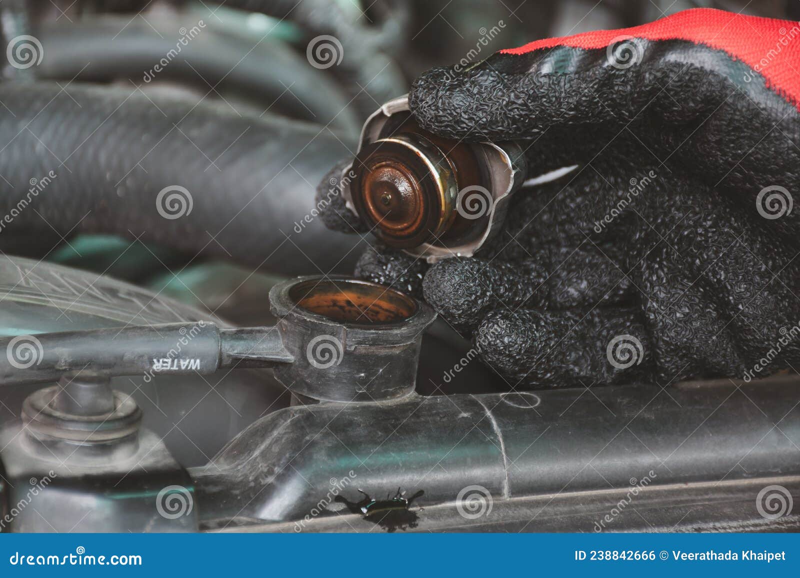 Hand a Man Opening the Radiator Cap of Engine for Check Level of Water ...