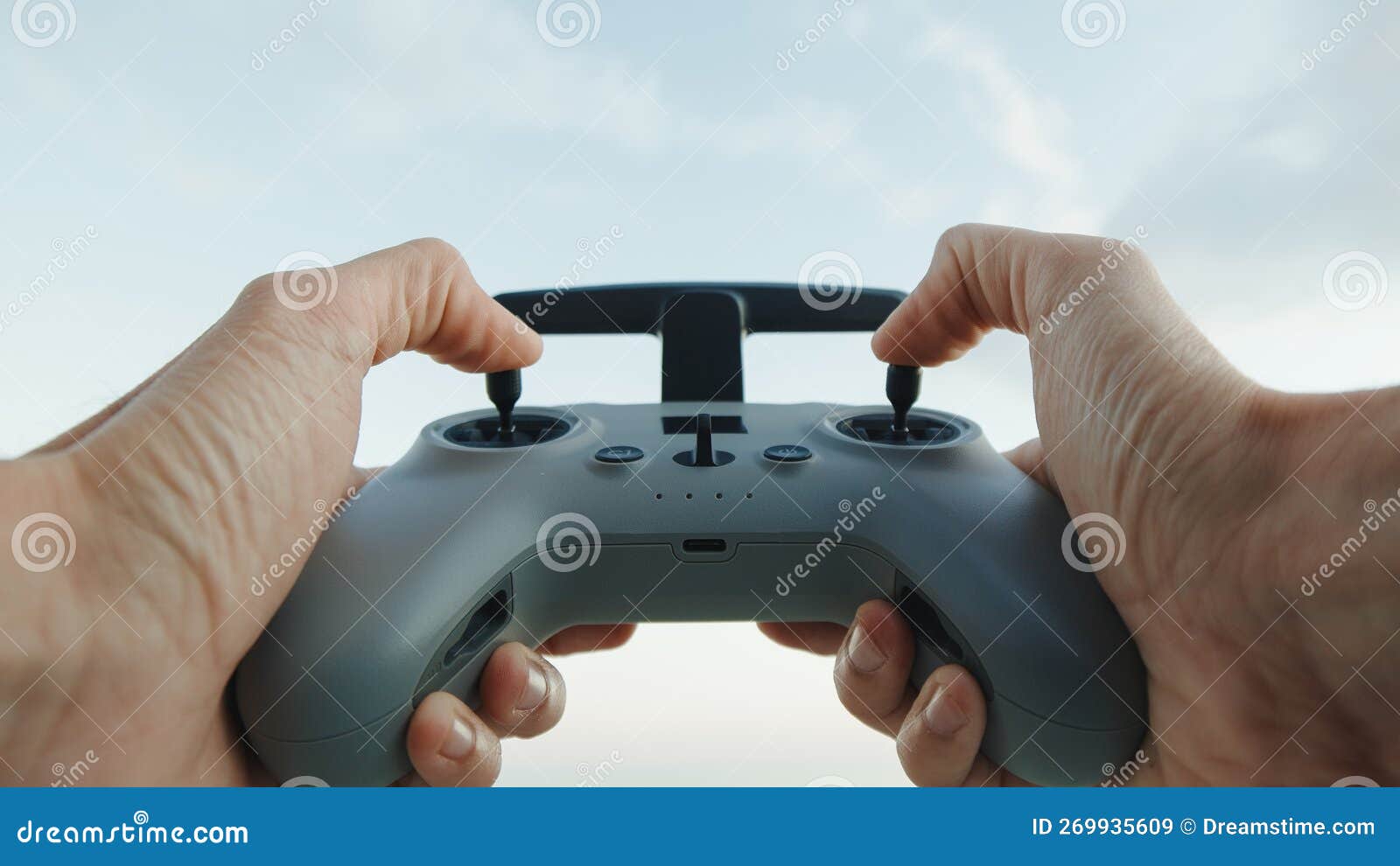 Hand of a Man Pilot the Sport Fpv Drone with Remote Controller Stock ...