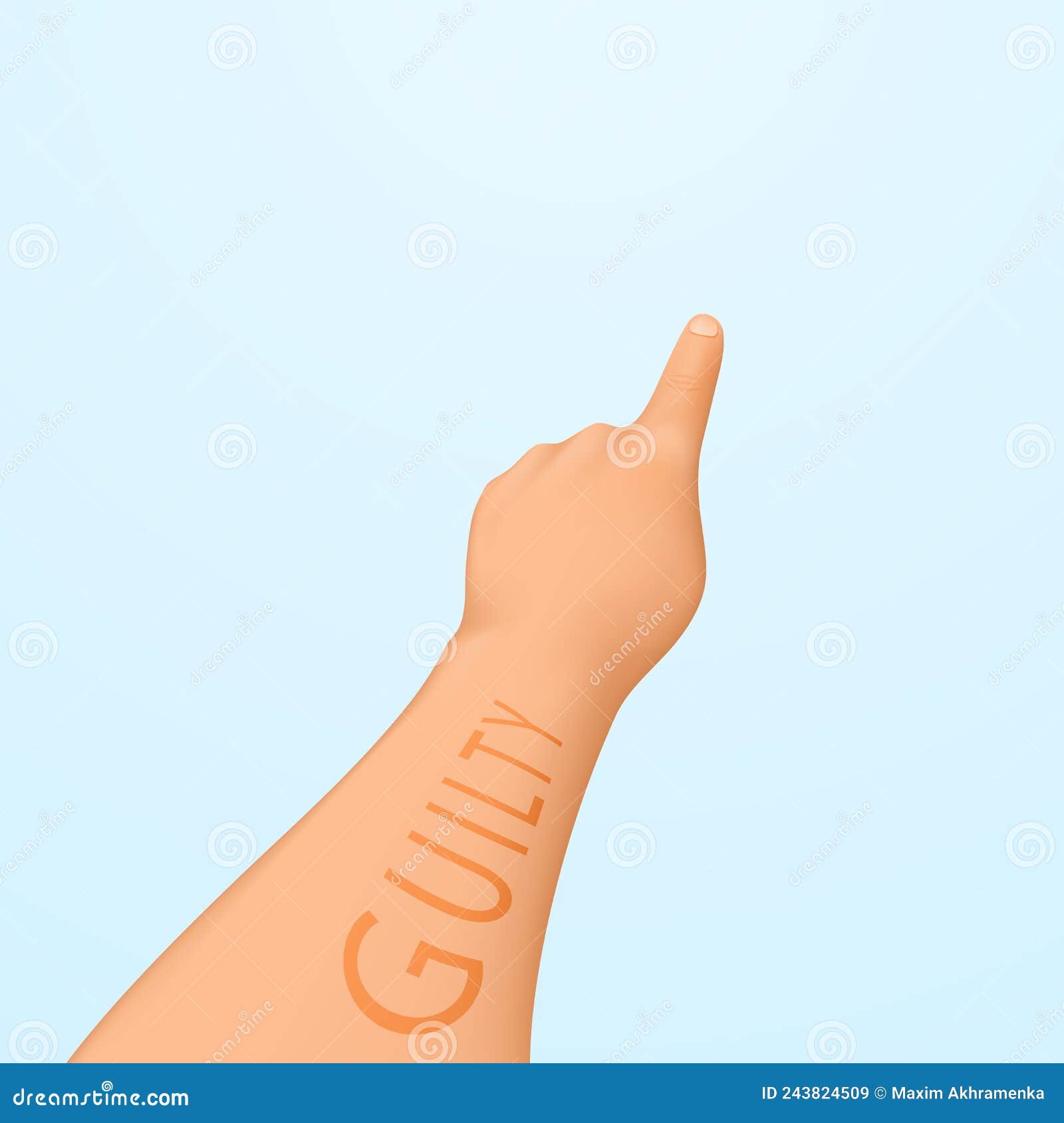 The Hand of a Man Points His Finger at the Guilty. Stock Vector ...