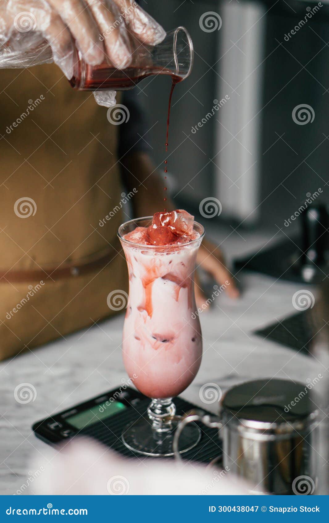 A Hand Man Pouring Fresh Milkshake into Glass Stock Image - Image of ...