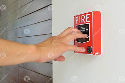 The Hand of Man is Pulling Fire Alarm Stock Image - Image of burn ...