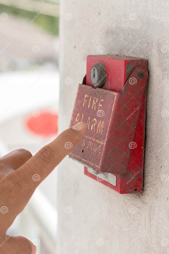 The Hand of Man is Pulling Fire Alarm Stock Image - Image of alert ...