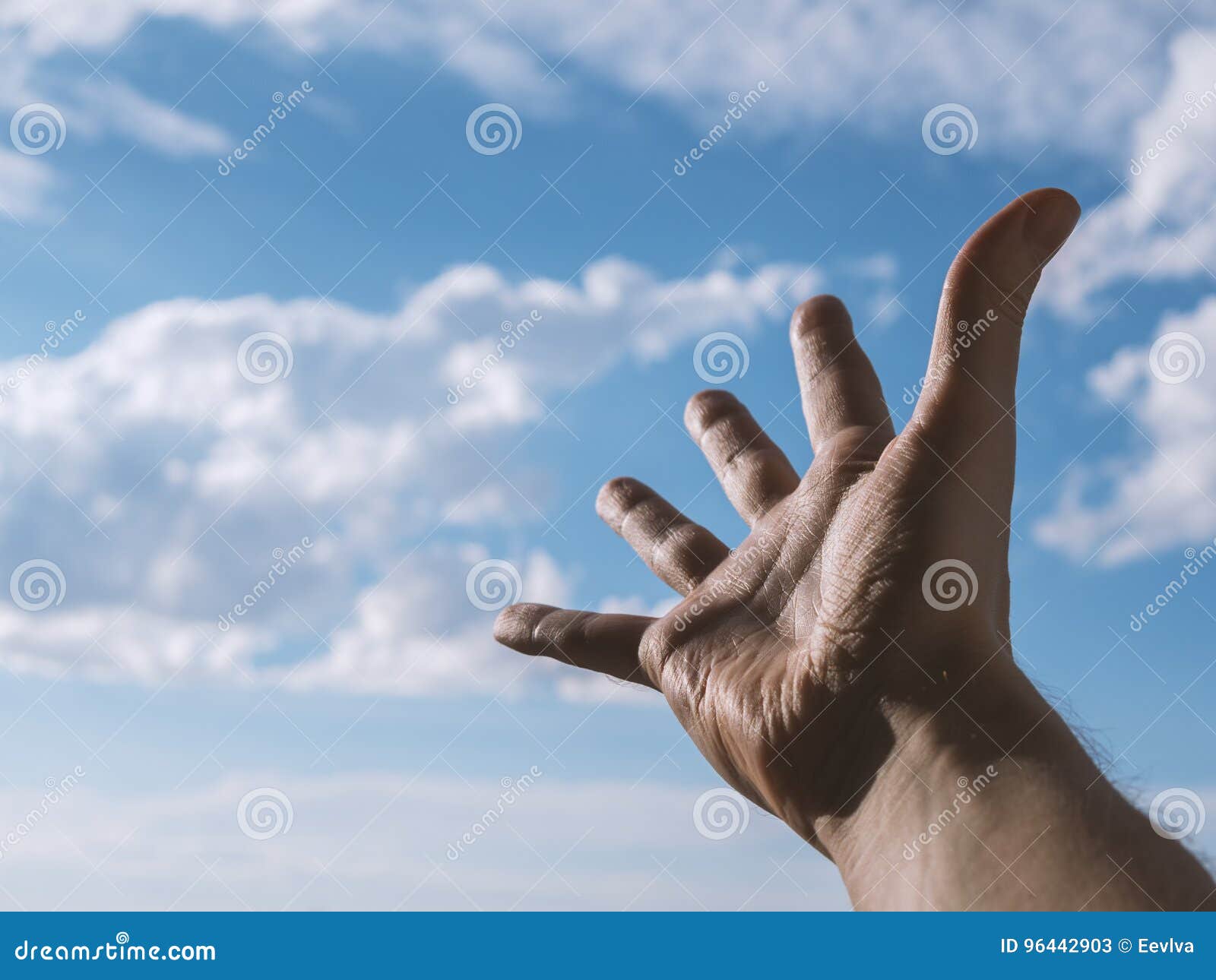 Hand of a Man Reaching To Towards Sky. Stock Image - Image of extend ...