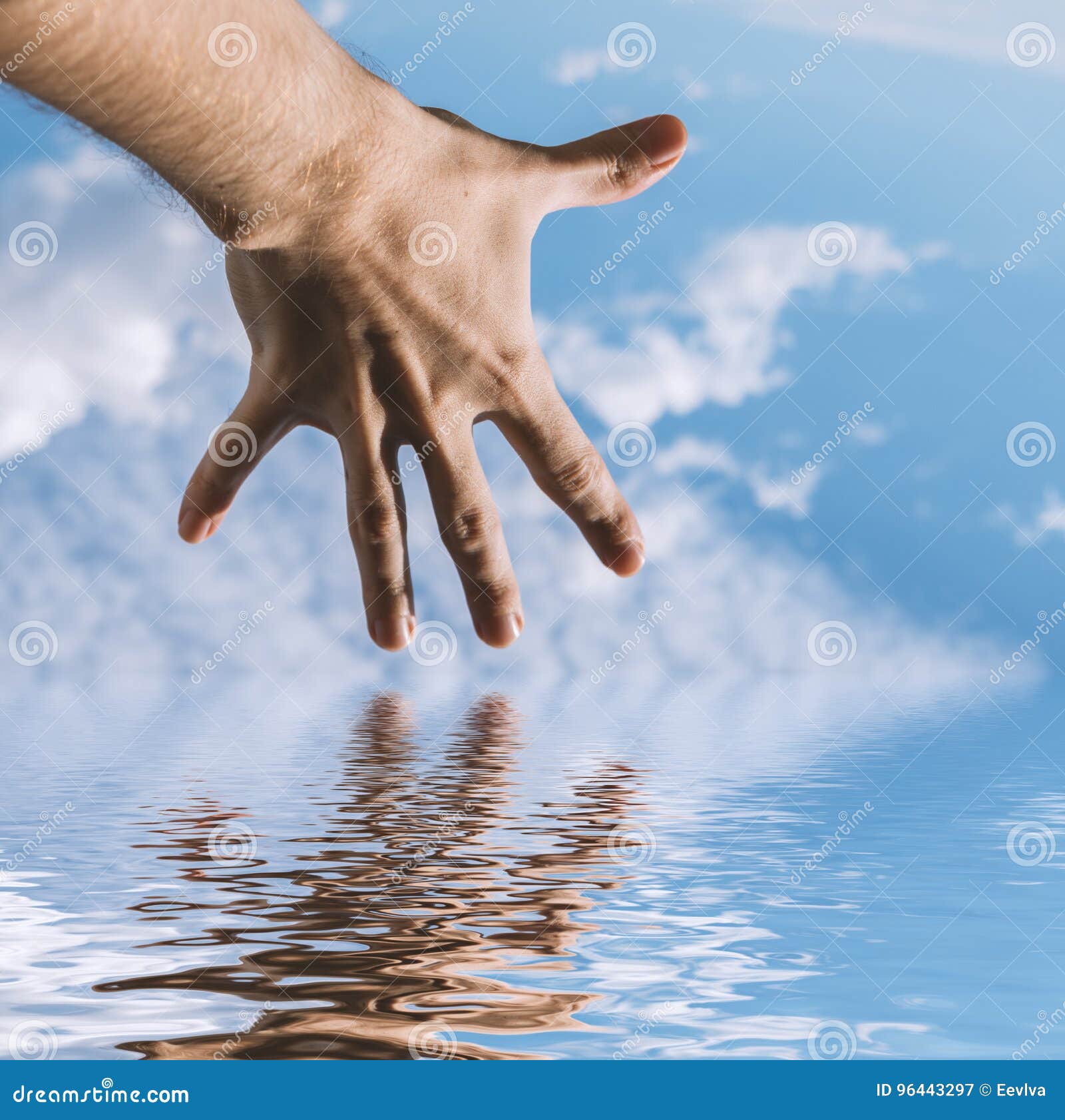 Hand of a Man Reaching To Towards Sky. Stock Image - Image of direction ...
