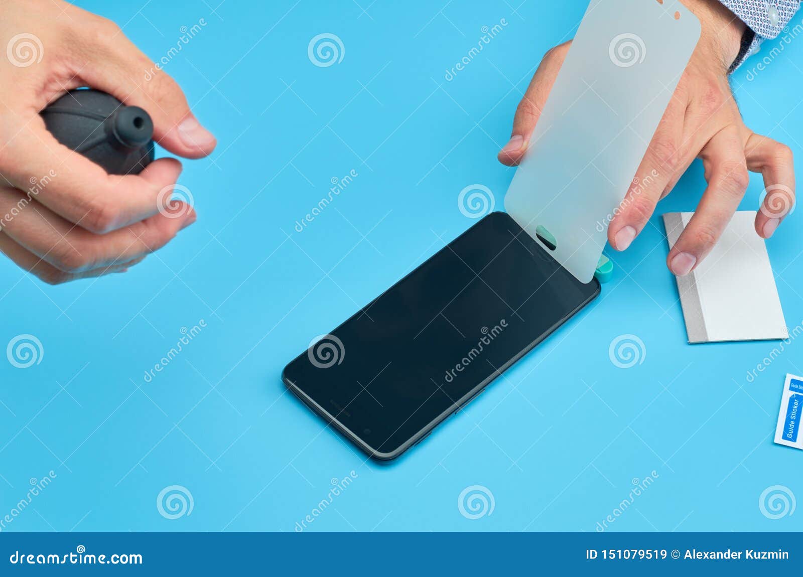 The Man Replacing the Broken Tempered Glass Screen Protector for ...