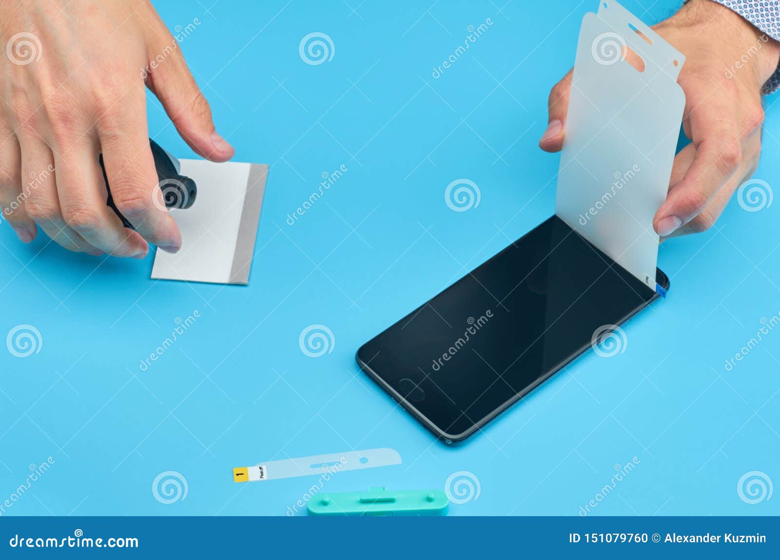 The Man Replacing the Broken Tempered Glass Screen Protector for ...