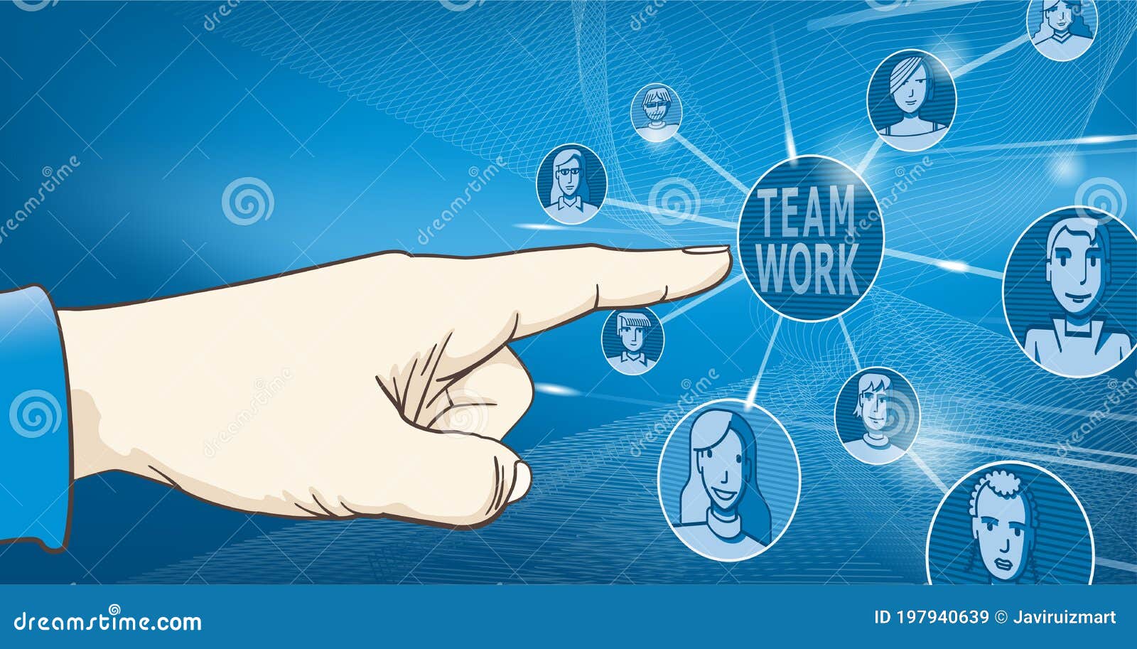 Hand Man Selecting Teamwork Screen Stock Vector - Illustration of ...
