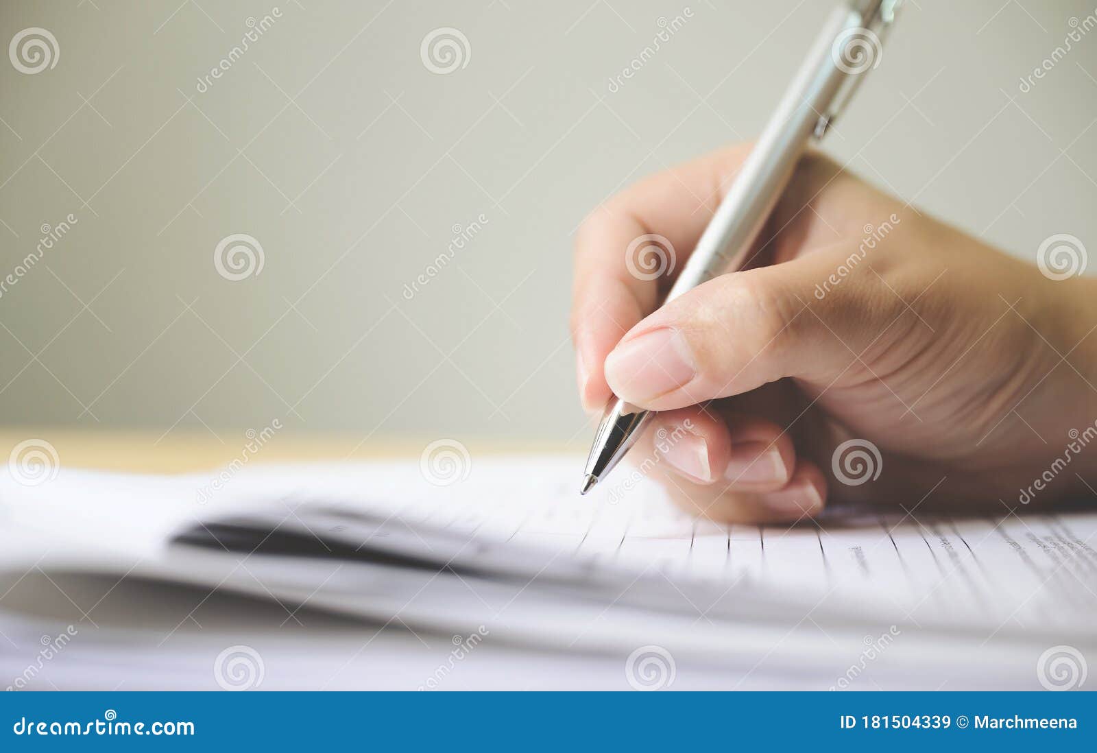 Hand of Man Signing Signature Filling in Paperwork Stock Image - Image ...