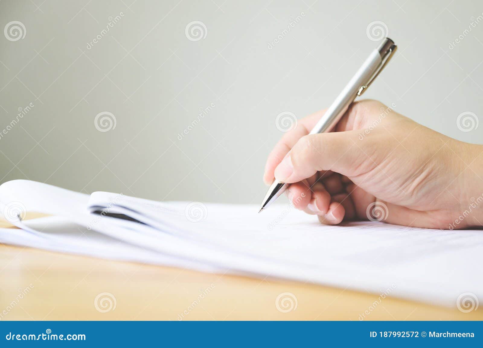 Hand of Man Signing Signature Filling in Application Form Document ...