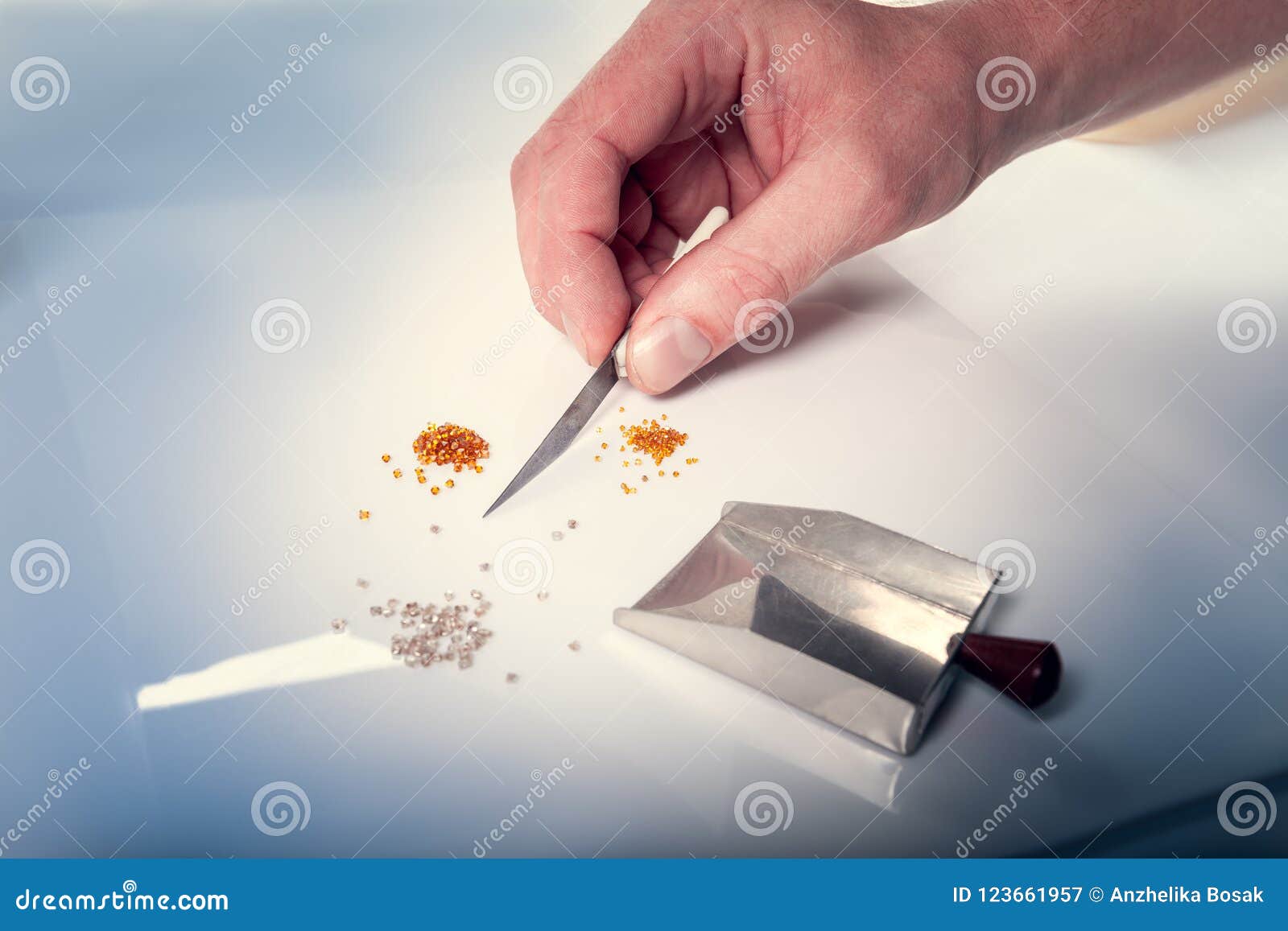Sorting of diamonds stock image. Image of dealer, luxury - 123661957